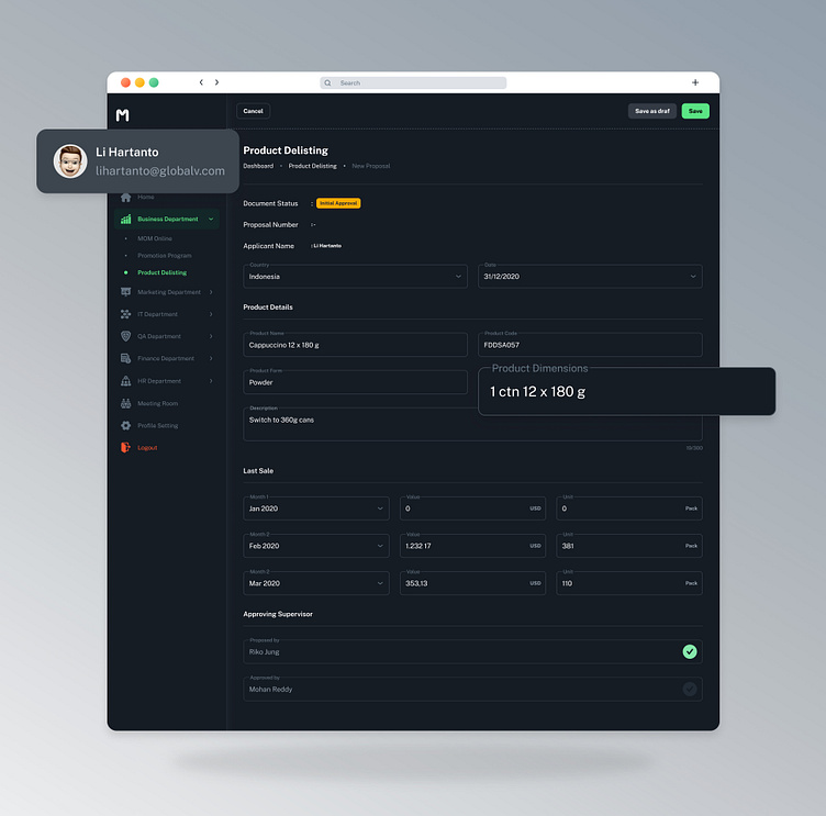 SaaS Dashboard for Product Delisting by Stevanie Yuliana on Dribbble
