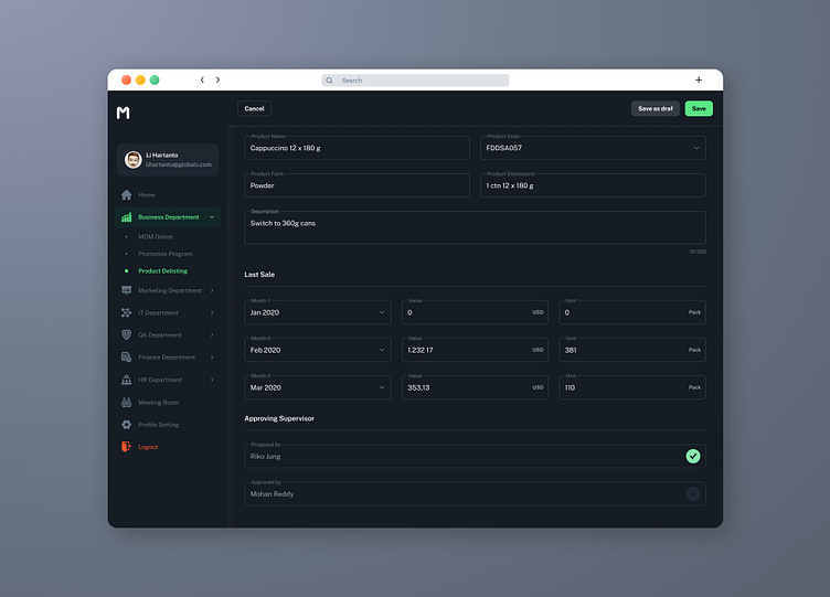 SaaS Dashboard for Product Delisting by Stevanie Yuliana on Dribbble