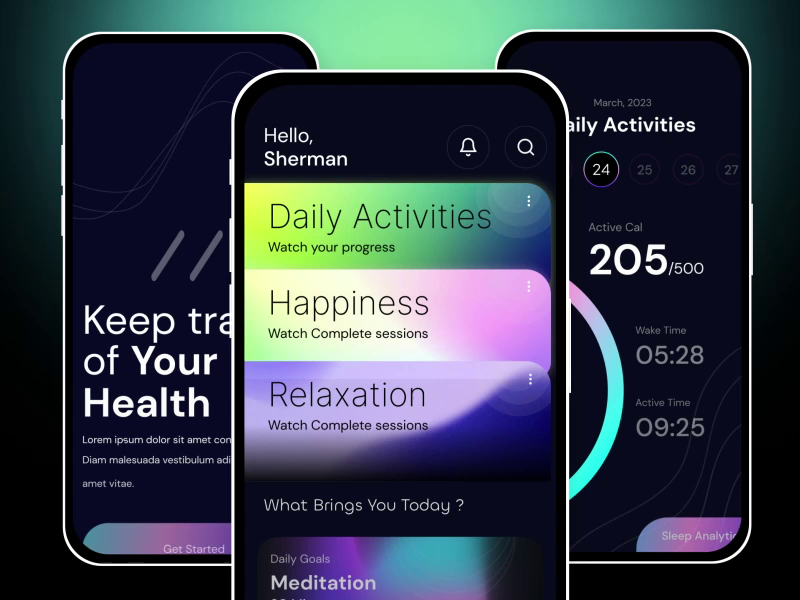 Meditation app design mobile app by lazy kar for LazyInterface UI UX Team on Dribbble