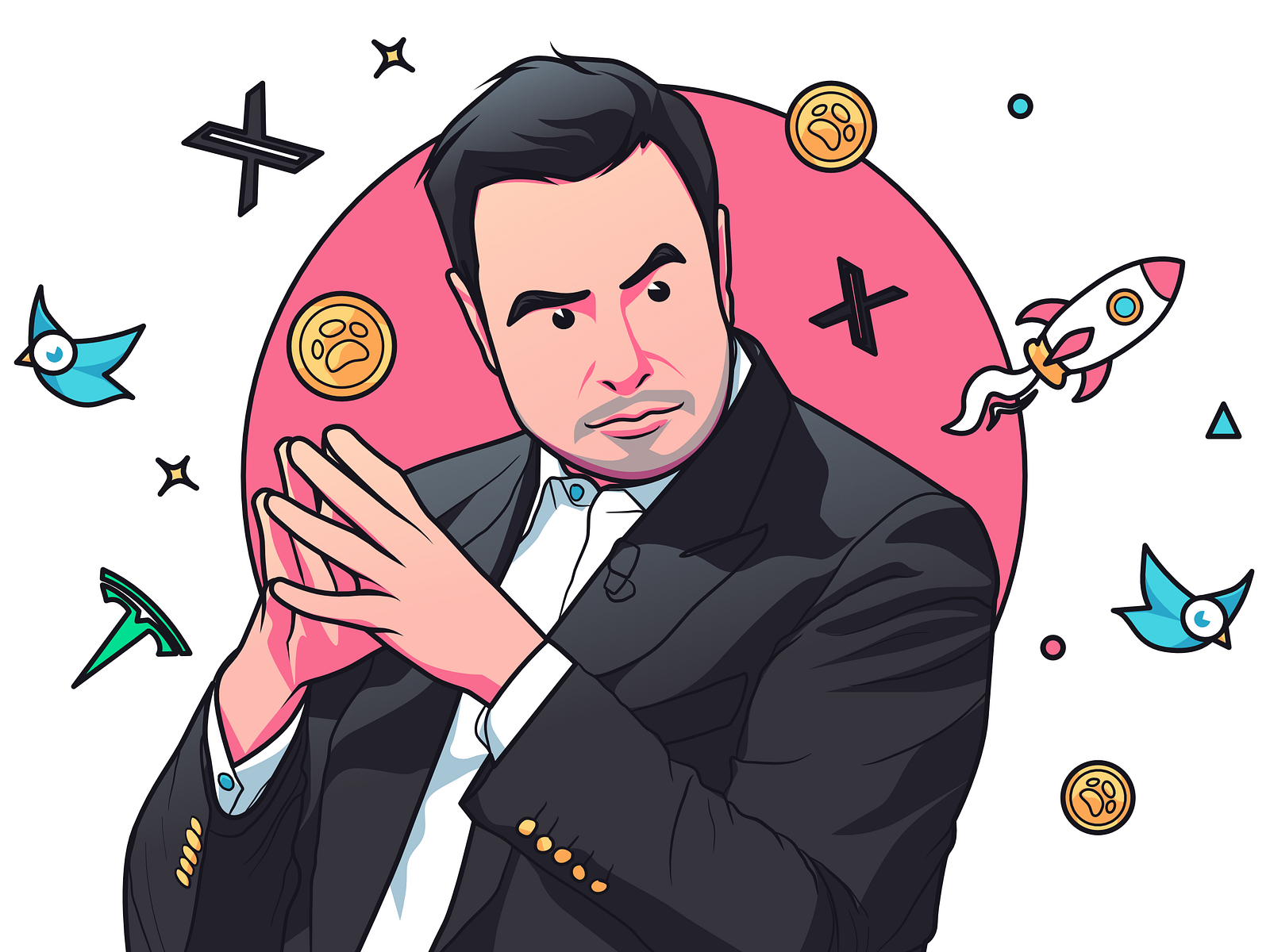 Elon Musk | Cartoon Vector Portrait by Muhamad Irfanto | Rvanto on Dribbble