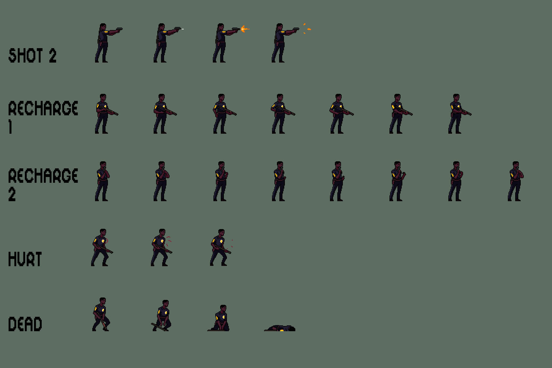 Police Character Sprites Pixel Art by 2D Game Assets on Dribbble