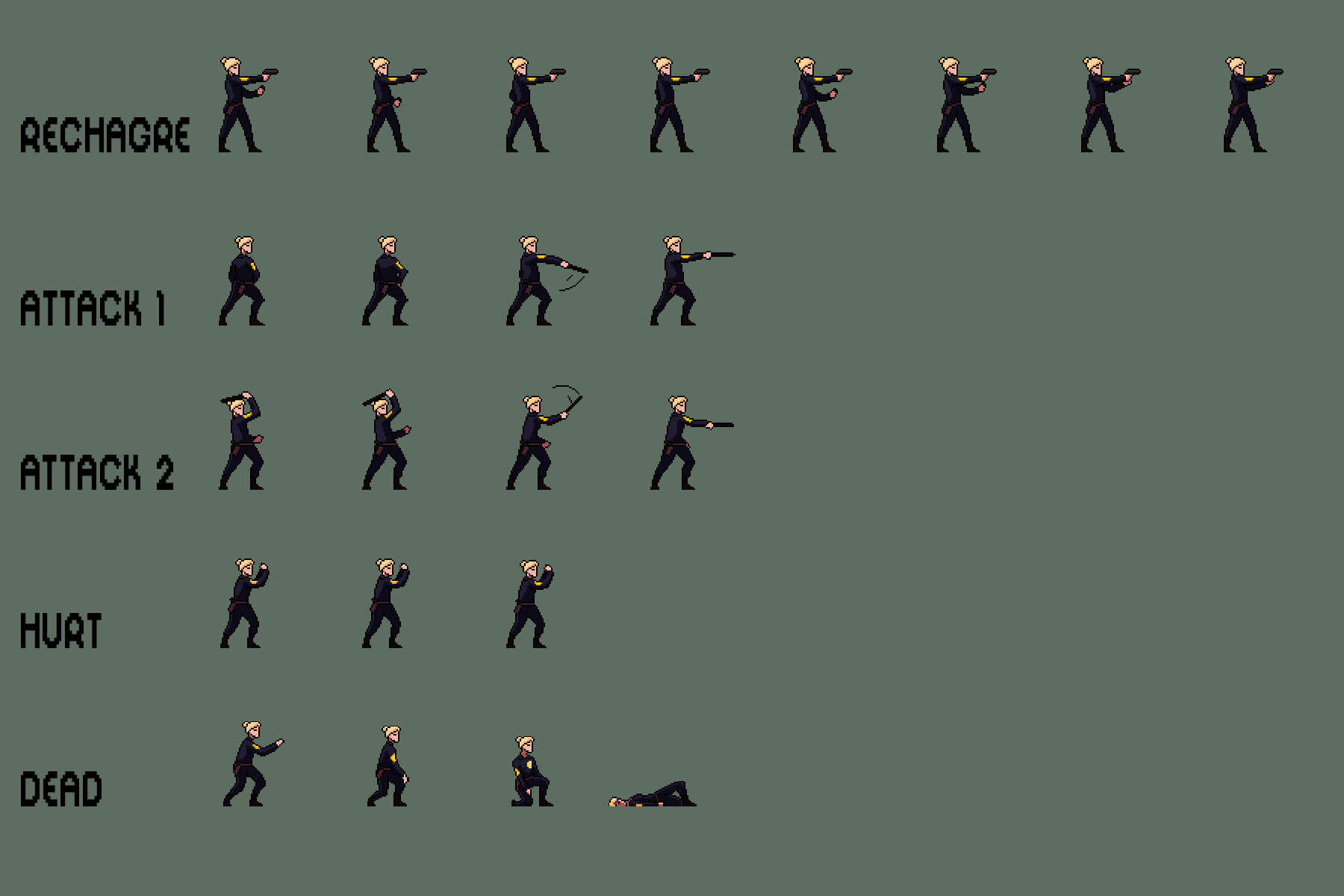 Police Character Sprites Pixel Art by 2D Game Assets on Dribbble