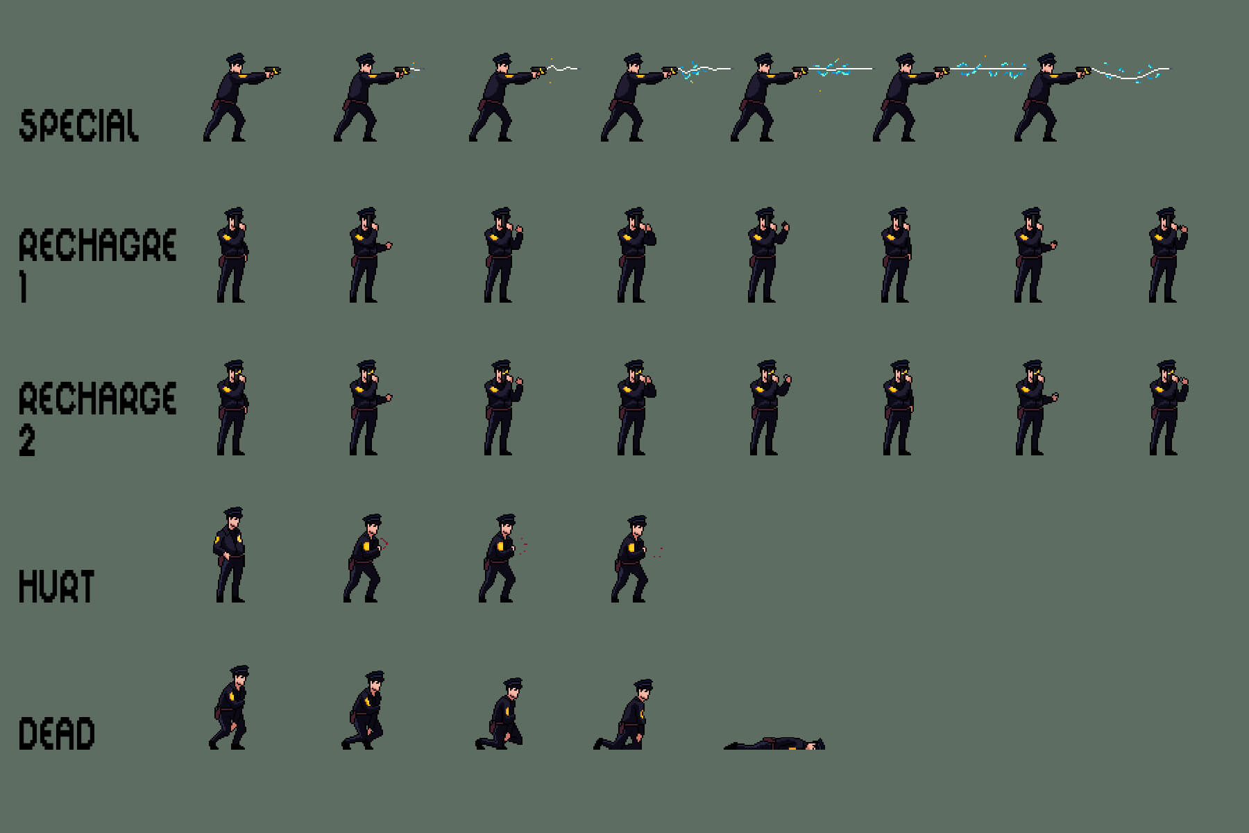 Police Character Sprites Pixel Art by 2D Game Assets on Dribbble