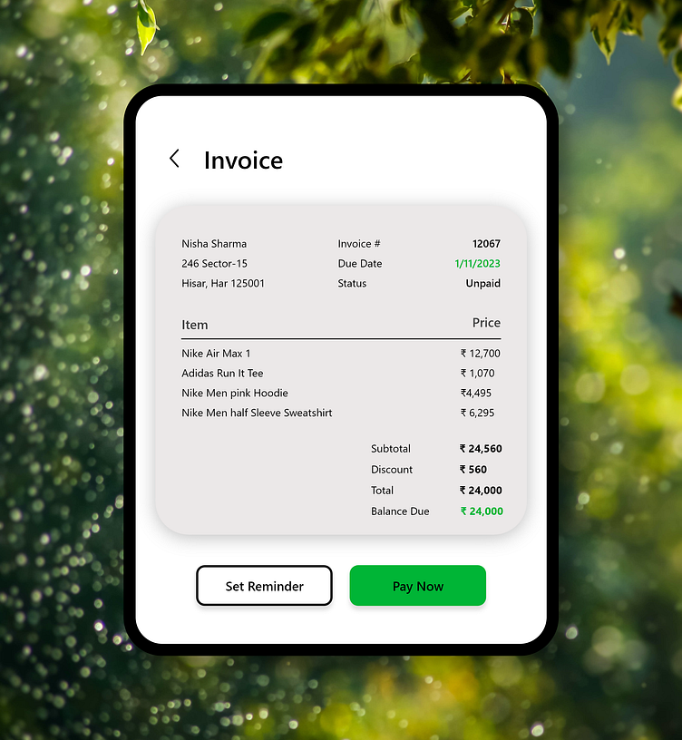 Daily UI Design Challenge | Day 46 | Invoice by Jyoti Lega on Dribbble