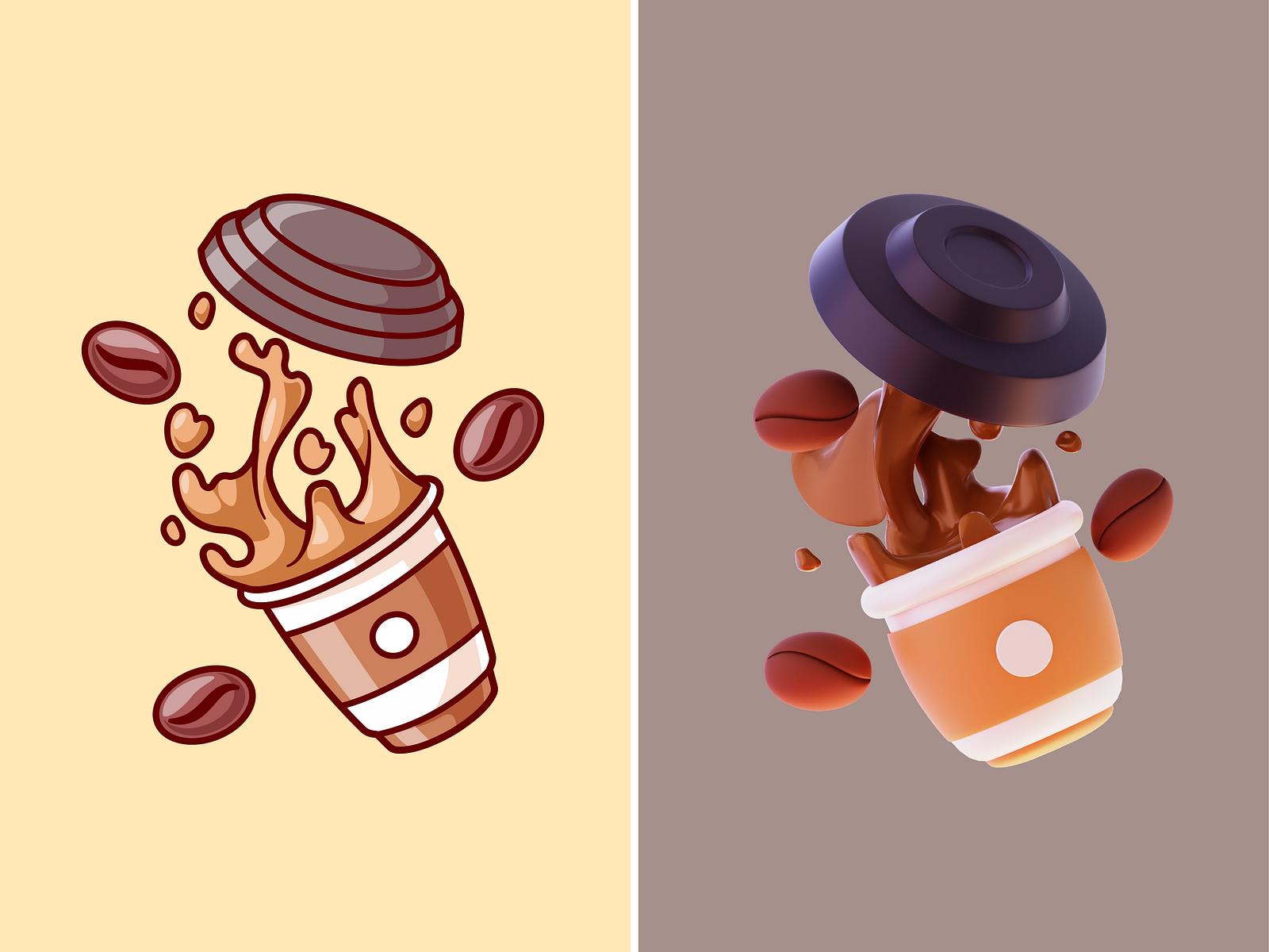 Coffee 2D and 3D🥤 by catalyst on Dribbble
