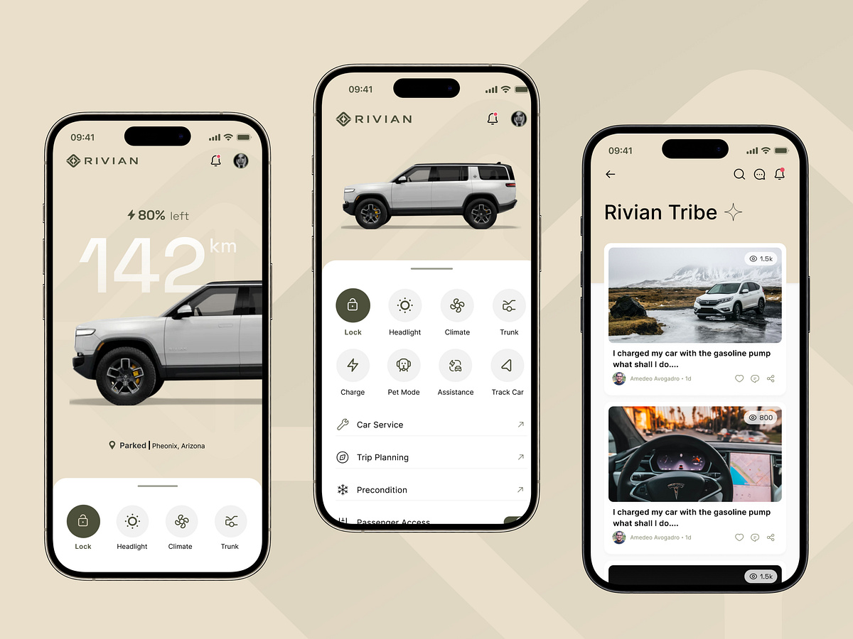Rivian App Design by Vignesh I on Dribbble