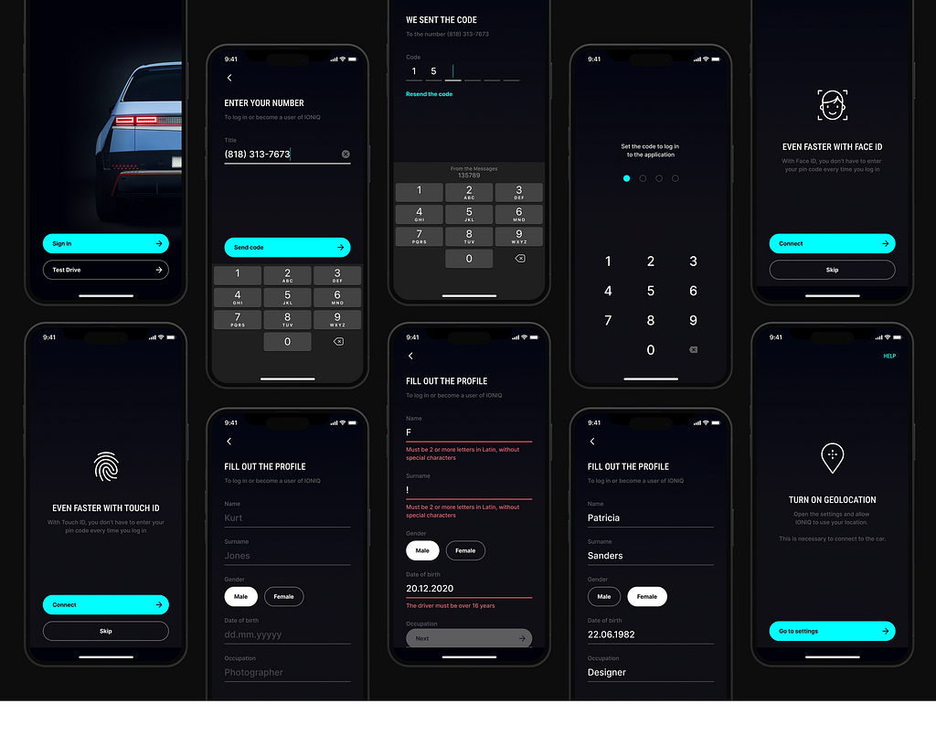 Smart car app registration steps by Anton Borzenkov for youami on Dribbble