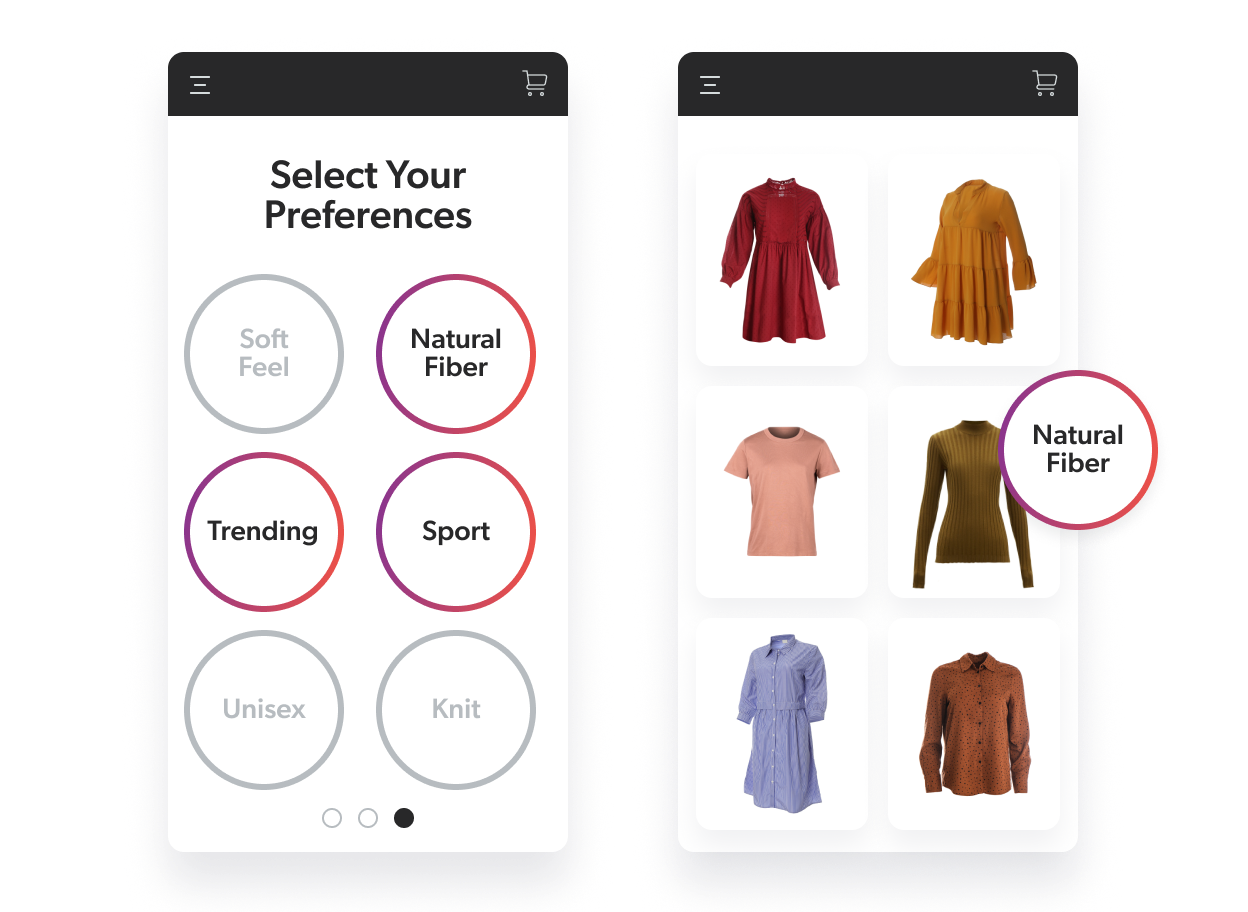 Mock UI illustrations for Coveo Platform features by Tanya Lam on Dribbble
