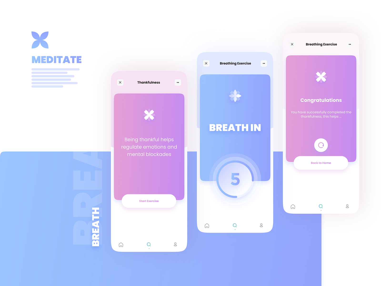 Luna - Mental Health App | Exercises | Meditation | Figma | UI by Umer ...
