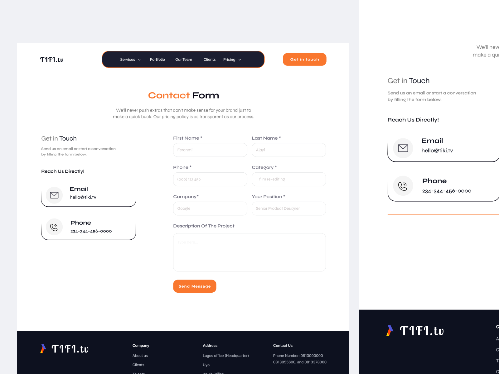 Agency Contact Form Design by Oluwaferanmi Ajayi on Dribbble