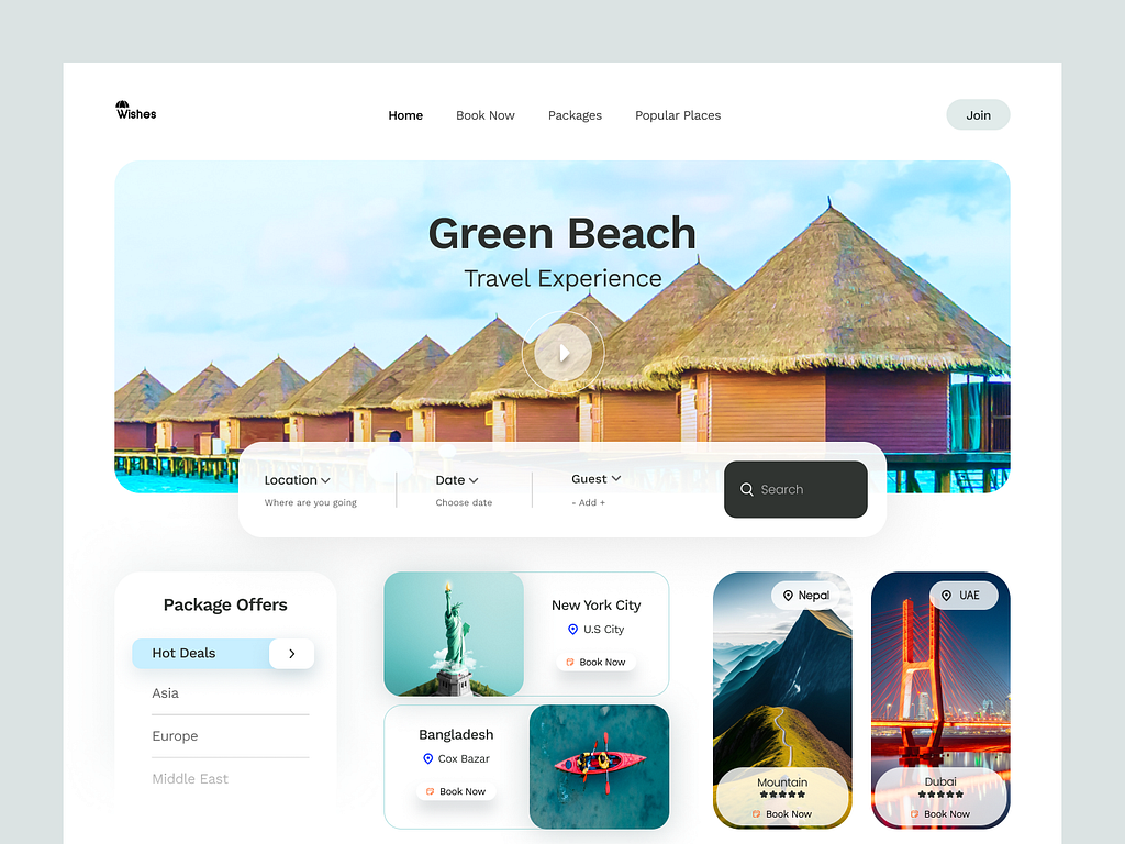 Travel Website Design: Tourism landing web page, site designer by Masud ...