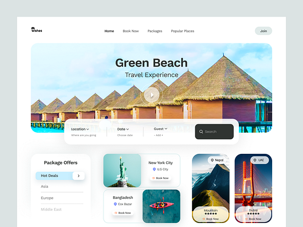 Travel Website Design: Tourism landing web page, site designer by Masud ...