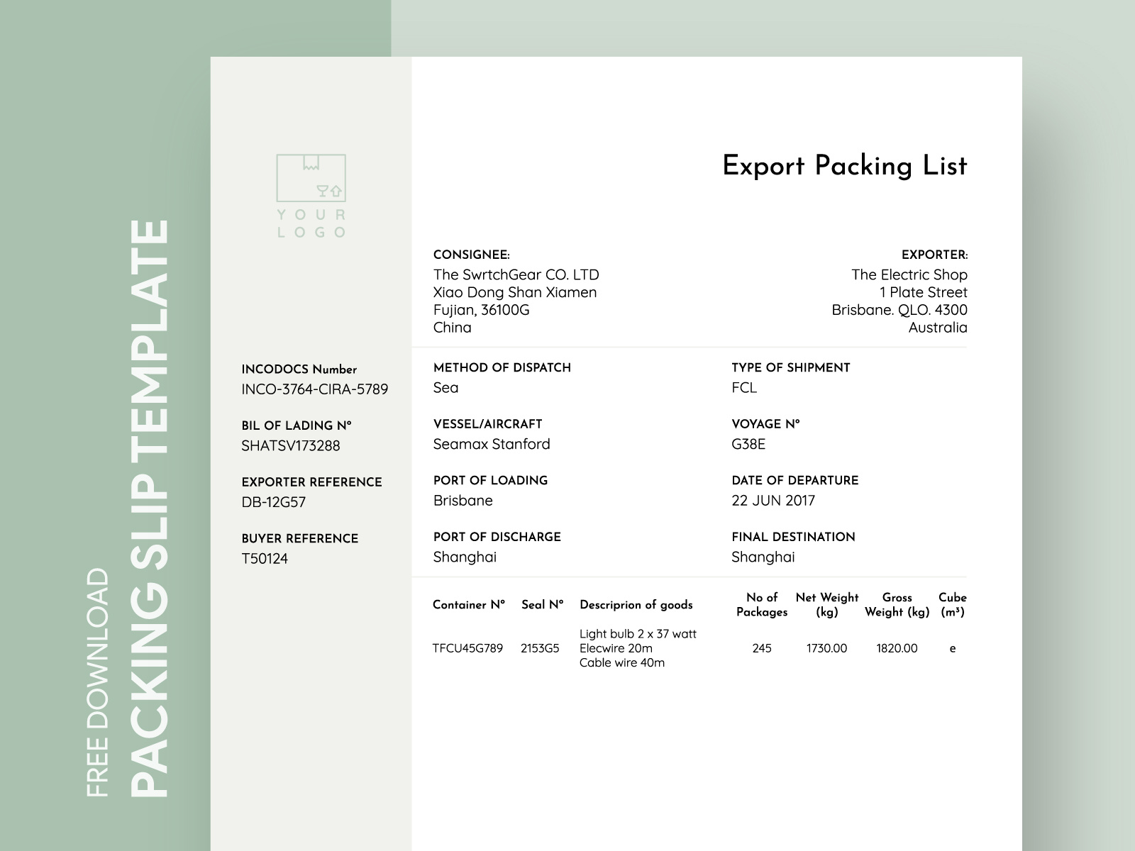 Export Packing List Free Google Docs Template by Gdoc on Dribbble
