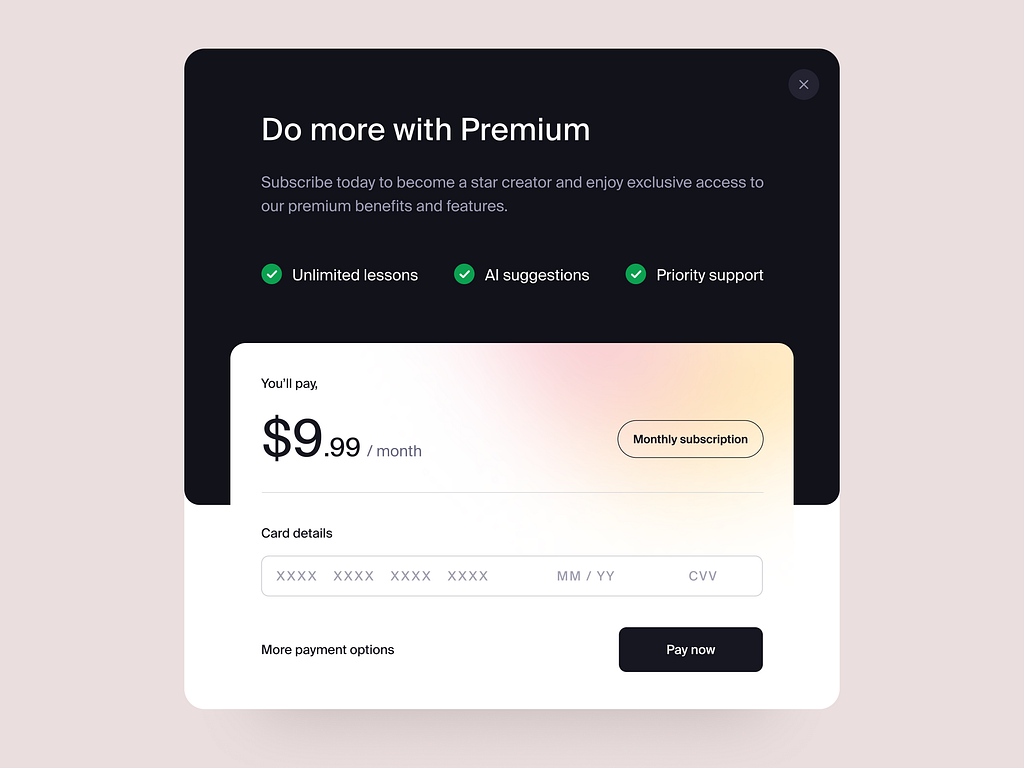 Purchase Modal by Vishnu Prasad on Dribbble