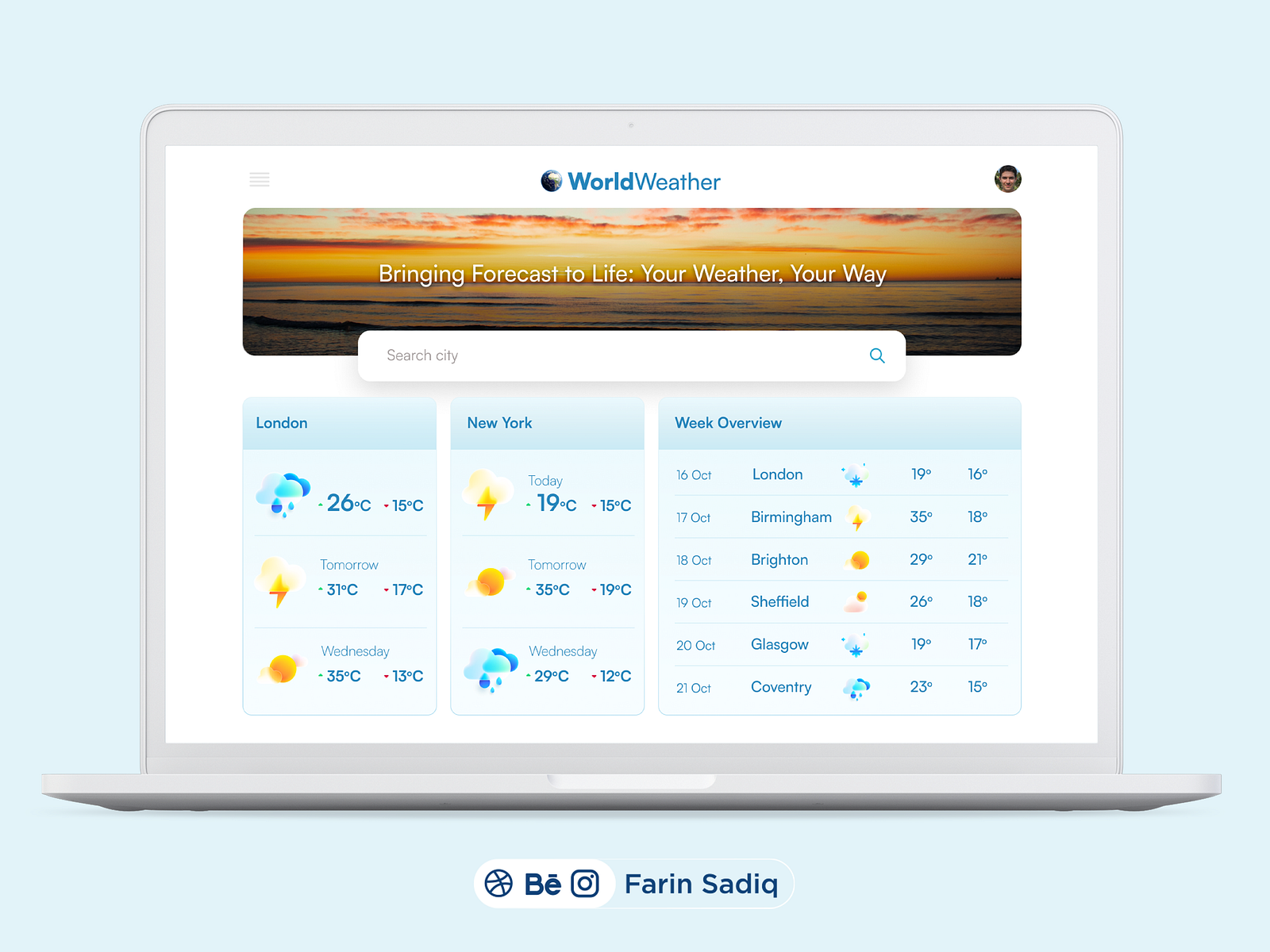 Weather Web UI by Farin Sadiq on Dribbble