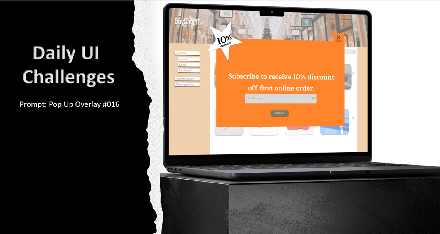 Daily UI Challenge: Popup Overlay #016 by Valerie Golston on Dribbble