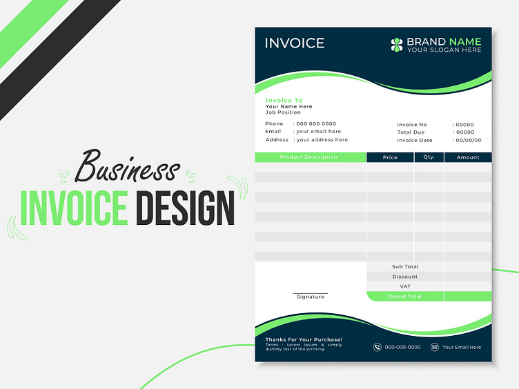 Invoice Design by Yeasin Hossain on Dribbble