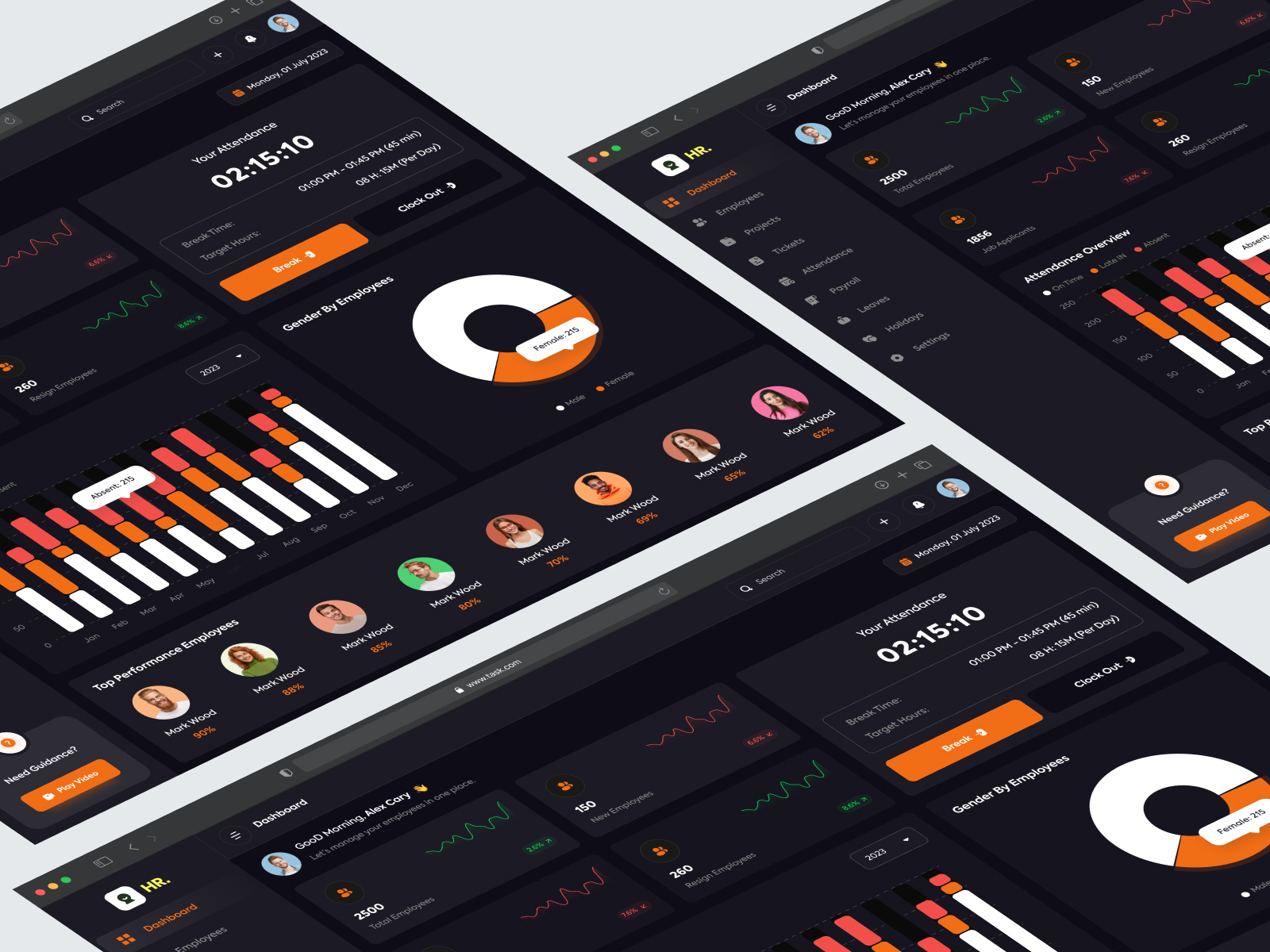 HR dashboard Dark UI by Bhavik Dobariya on Dribbble
