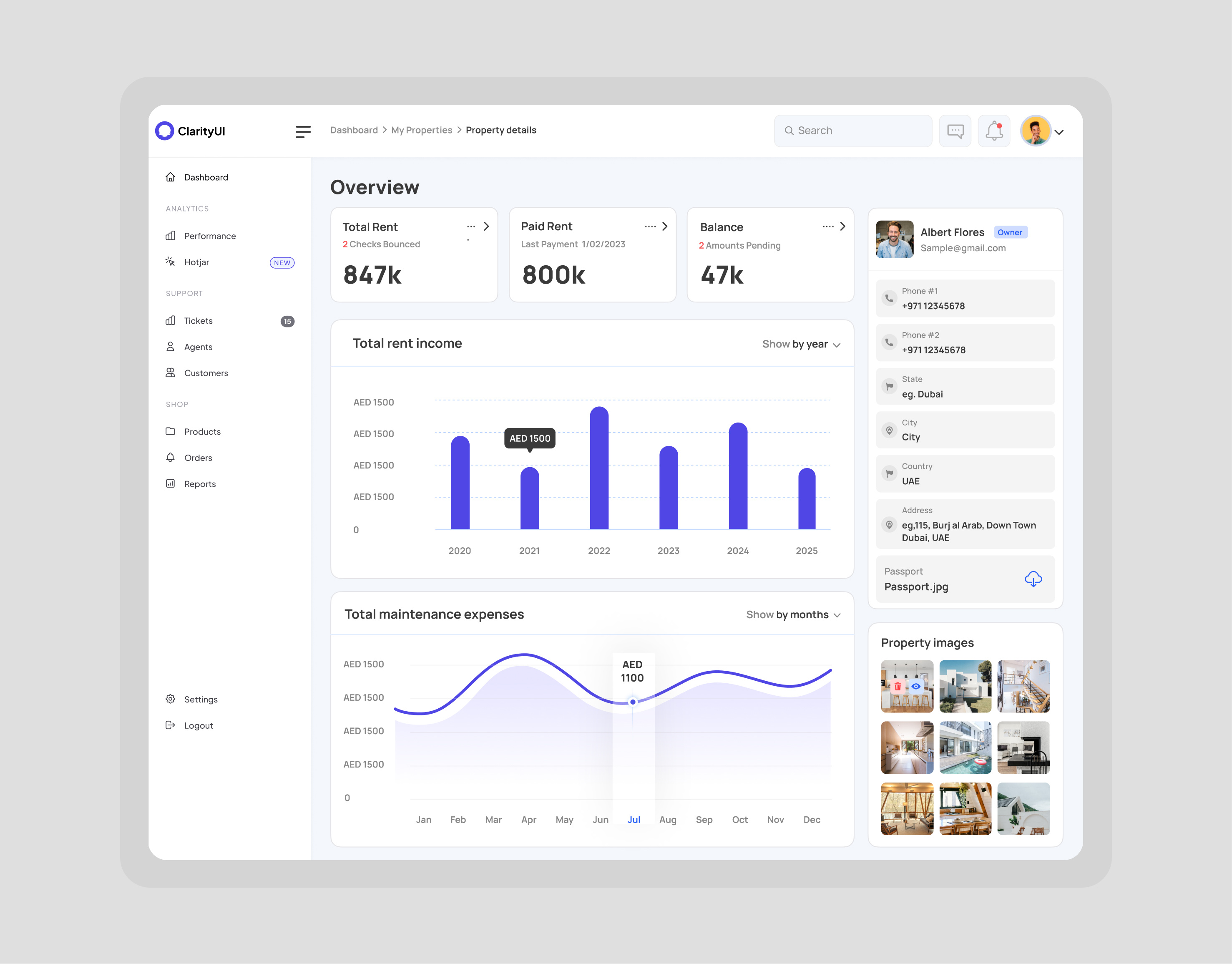 Property dashboard - Real Estate by Aqib javed on Dribbble