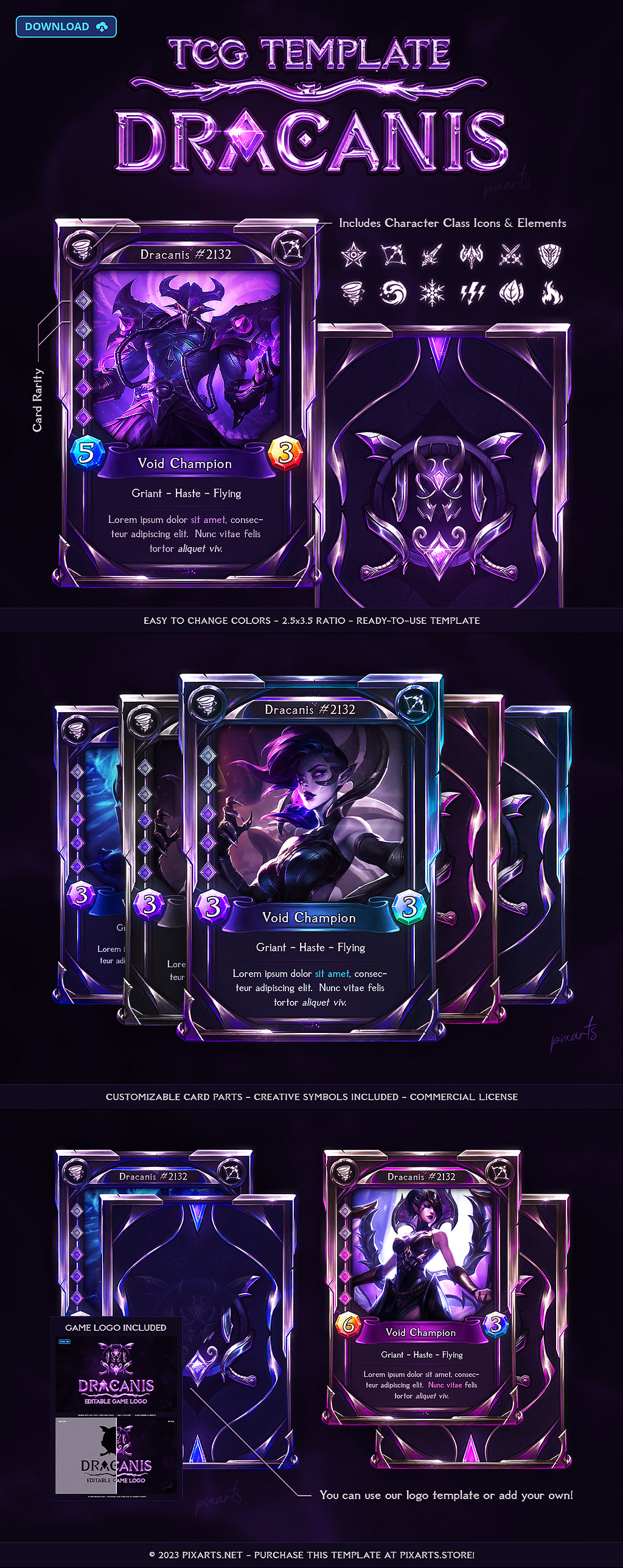 Trading Card Game (TCG) Template - Dracanis 💎 by PIXARTS STUDIO on Dribbble