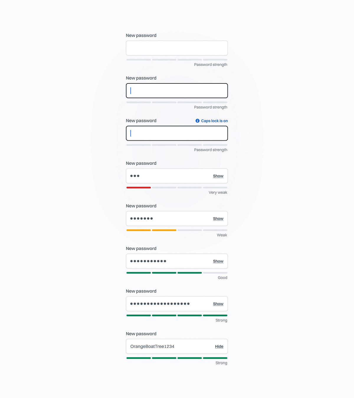 Password strength indicator by Joseph Hall on Dribbble
