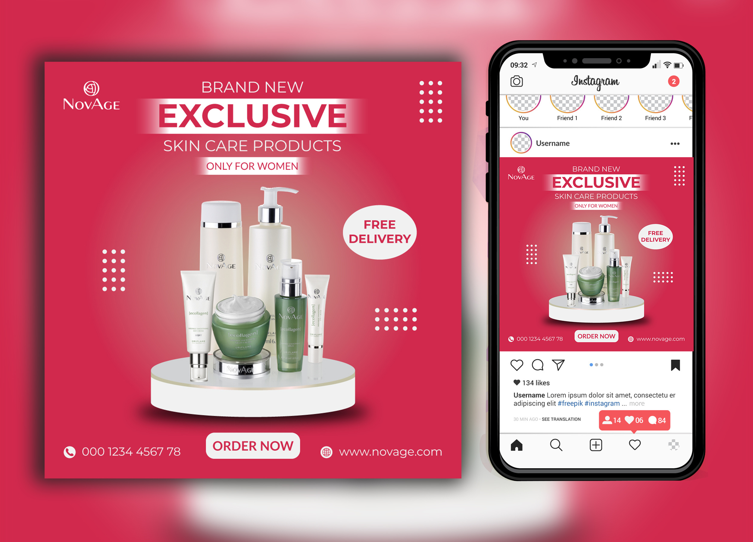 Skincare Social Media Post Design by Md Azad Hossain on Dribbble