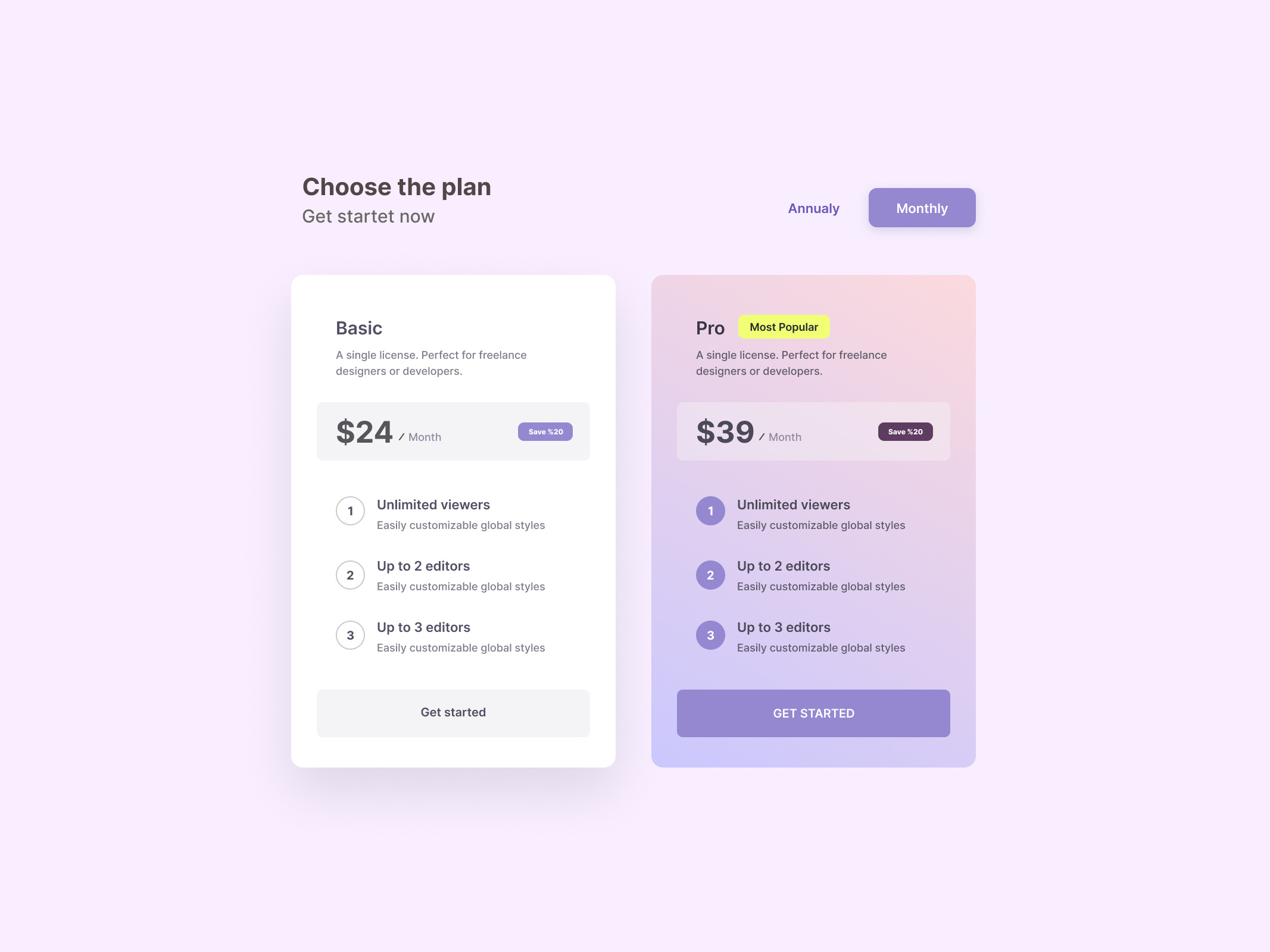 Pricing Table ui Design by Jahid_uiux on Dribbble