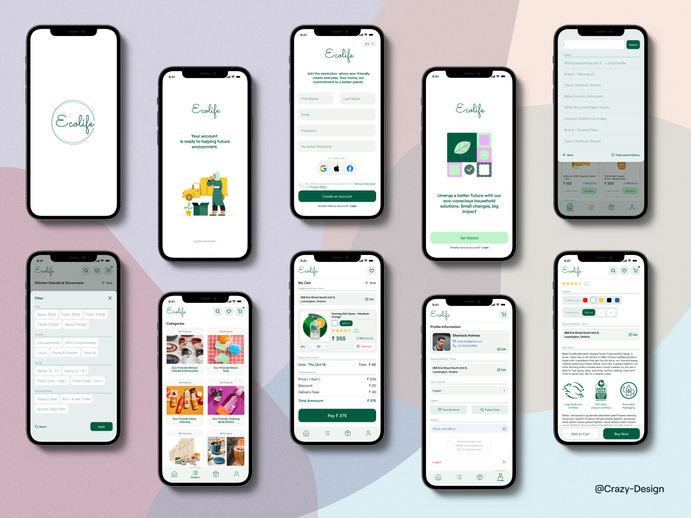 Ecolife mobile app by Crazy Design - Freelancer on Dribbble