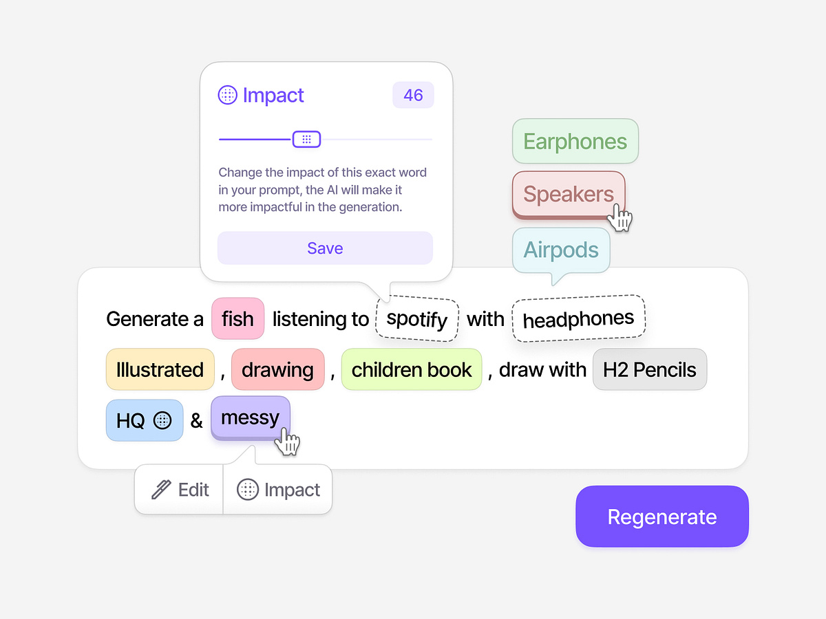 AI regenerative prompt UI by ash on Dribbble