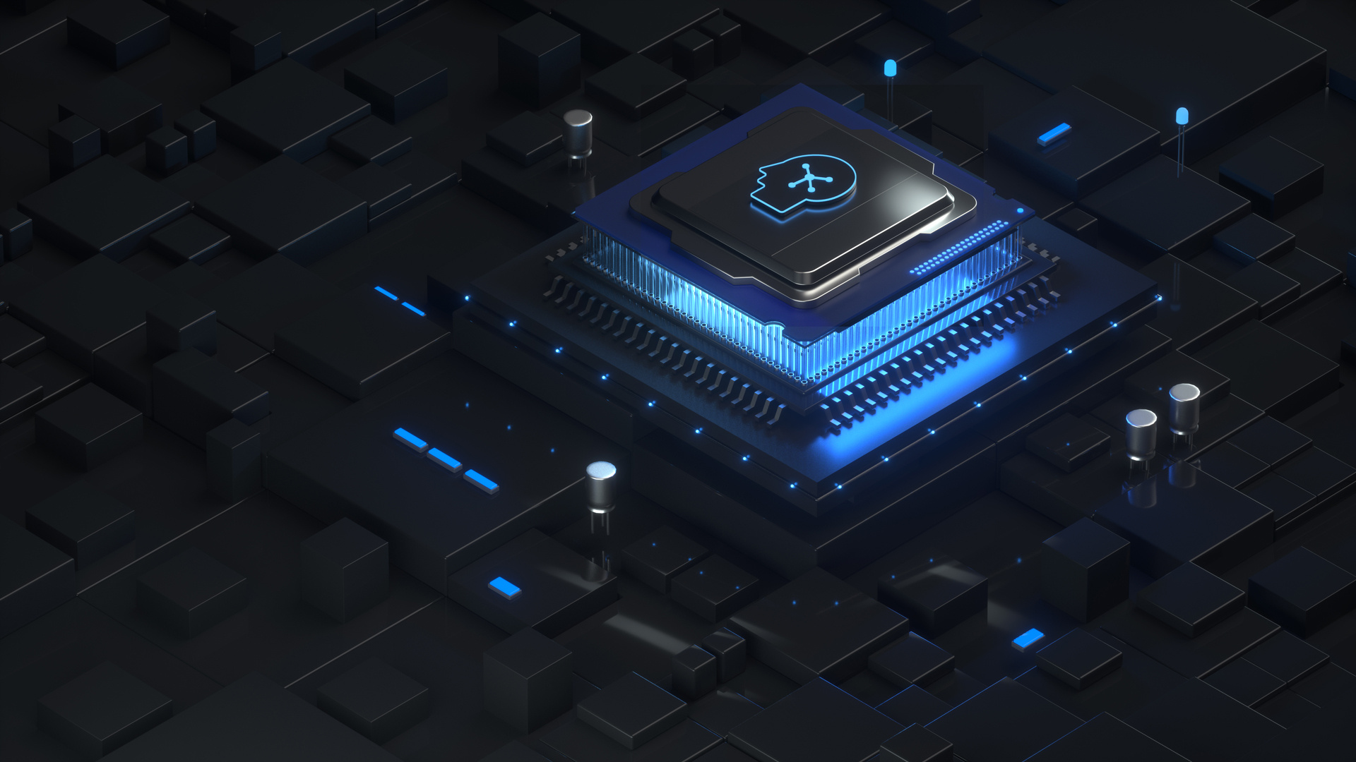 C4D Octane CPU chip core capacitance Scifi Circuit board by rongdiao ...