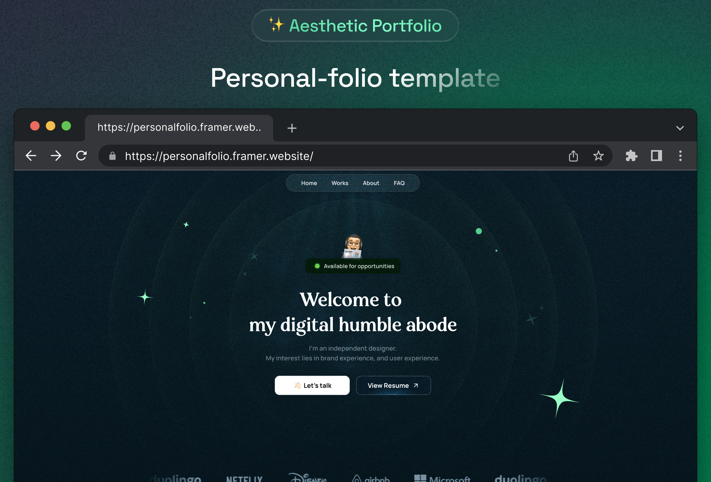 Personal folio・Portfolio template by Sunal Sood on Dribbble