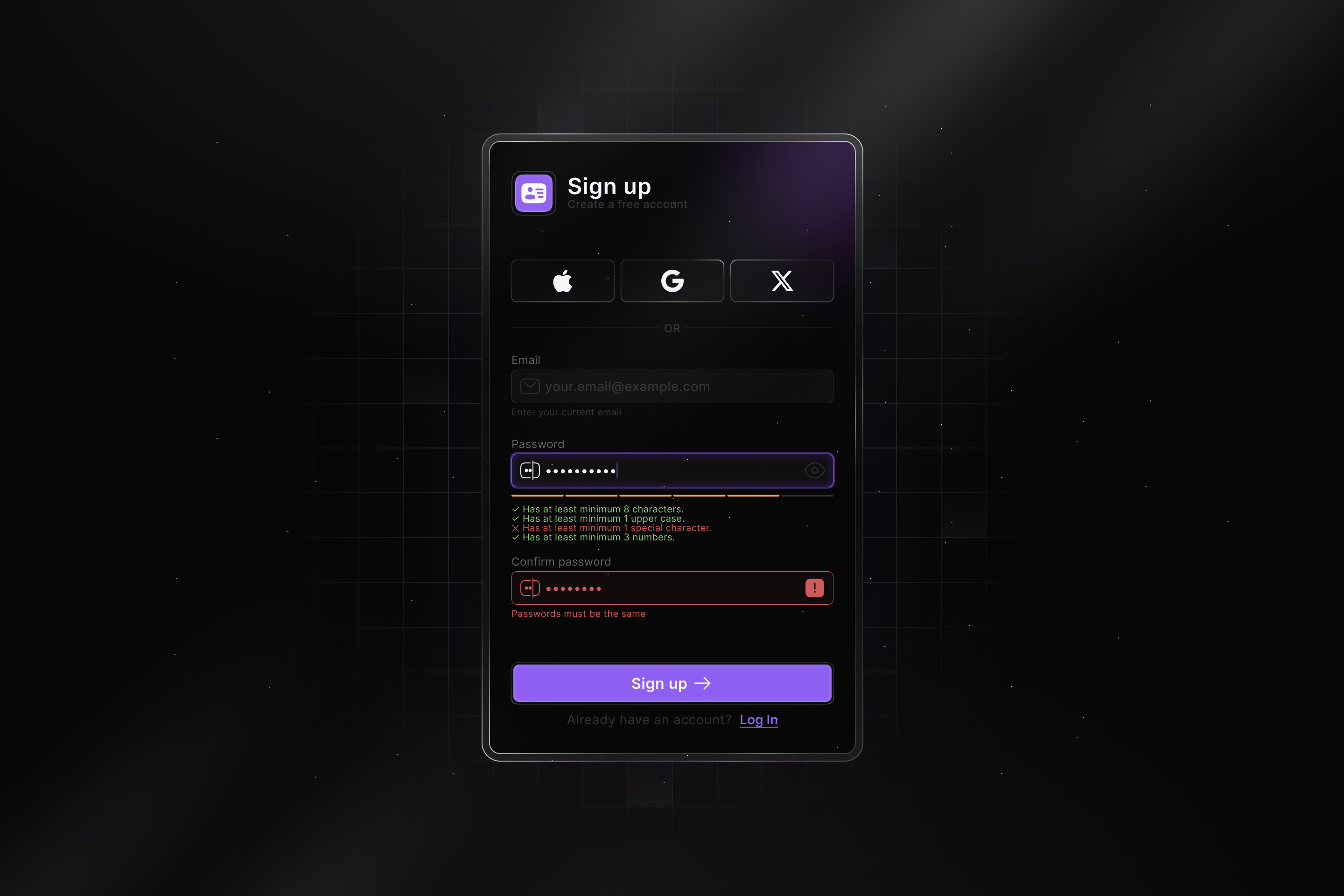 Sign up modal window by Max Vavilov on Dribbble