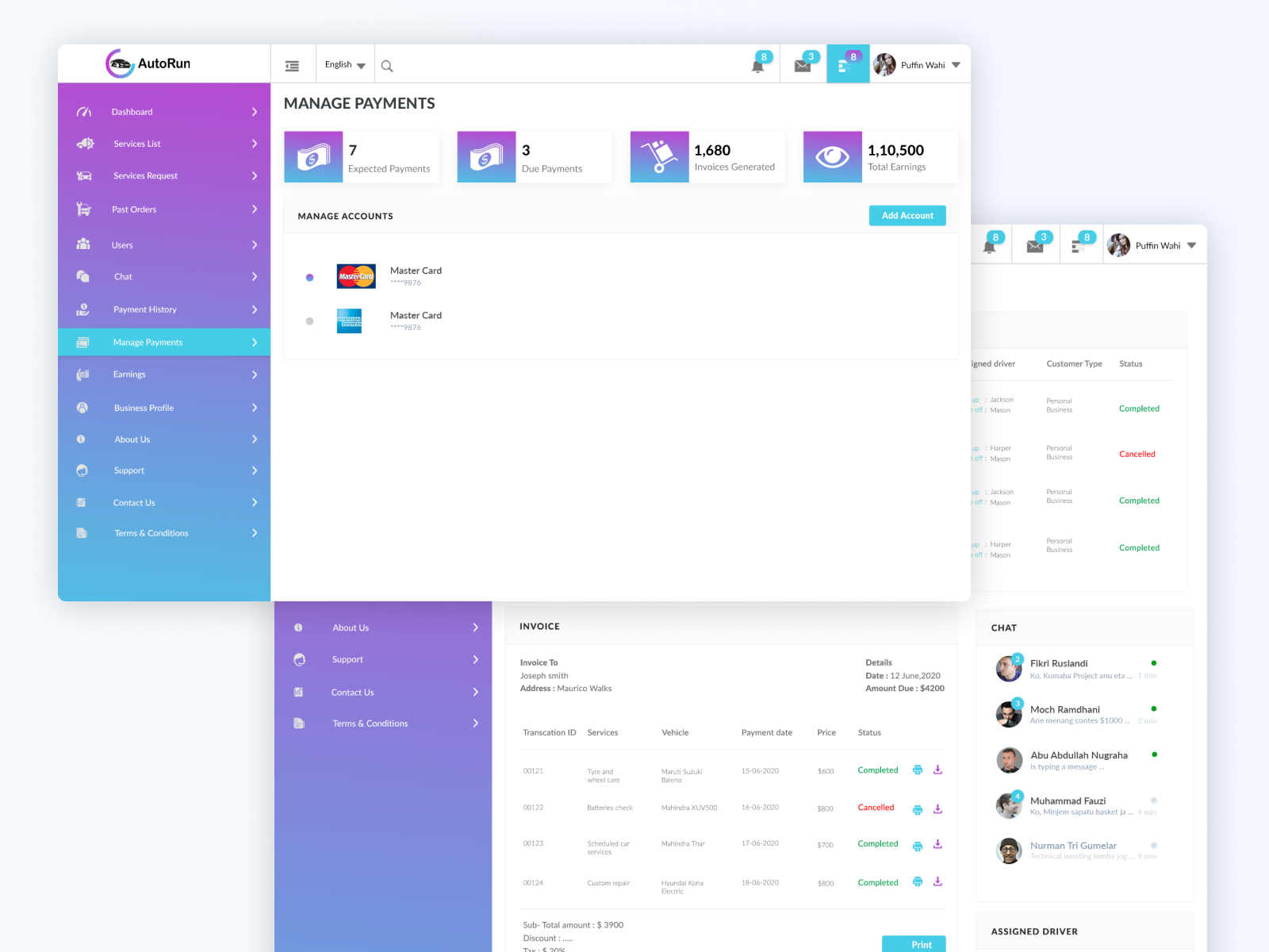 Autorun Dashboard ui by NehaGuleria on Dribbble