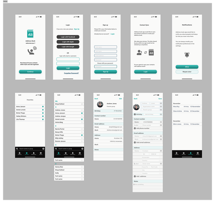 Address Book App Design By Divya Kothari On Dribbble