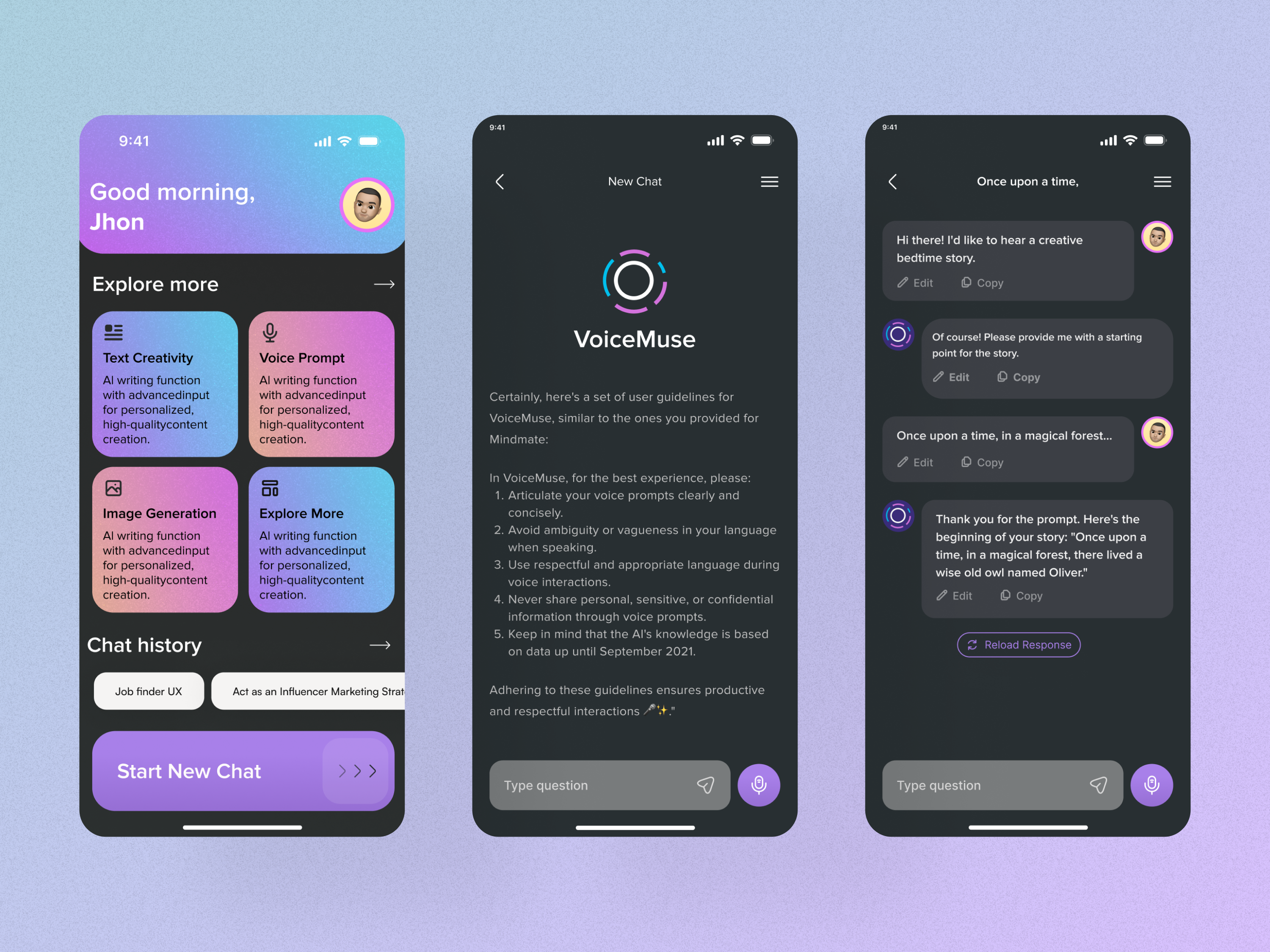 VoiceMuse: AI-Powered Voice Prompts UI Animation by Creatibuzz Mobile ...