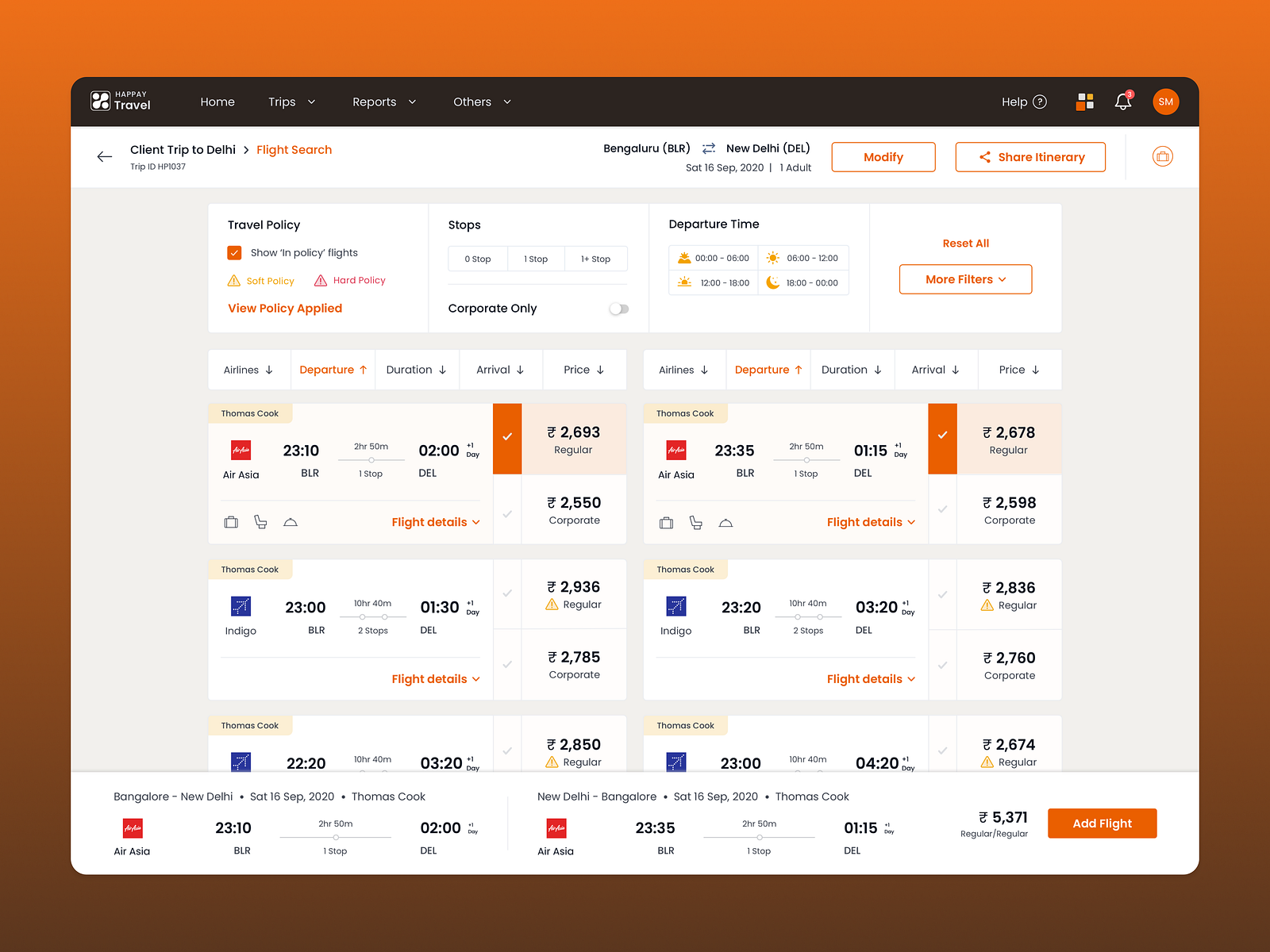 Domestic Flight listing - Round trip by Siddharth Manugula on Dribbble
