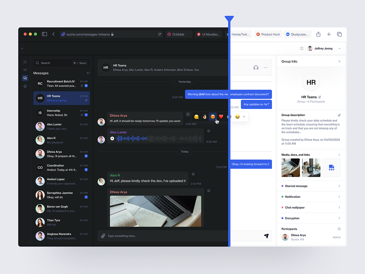 Suchè - HR Management SaaS Dashboard [Message Page] by Alèn for Vektora on Dribbble