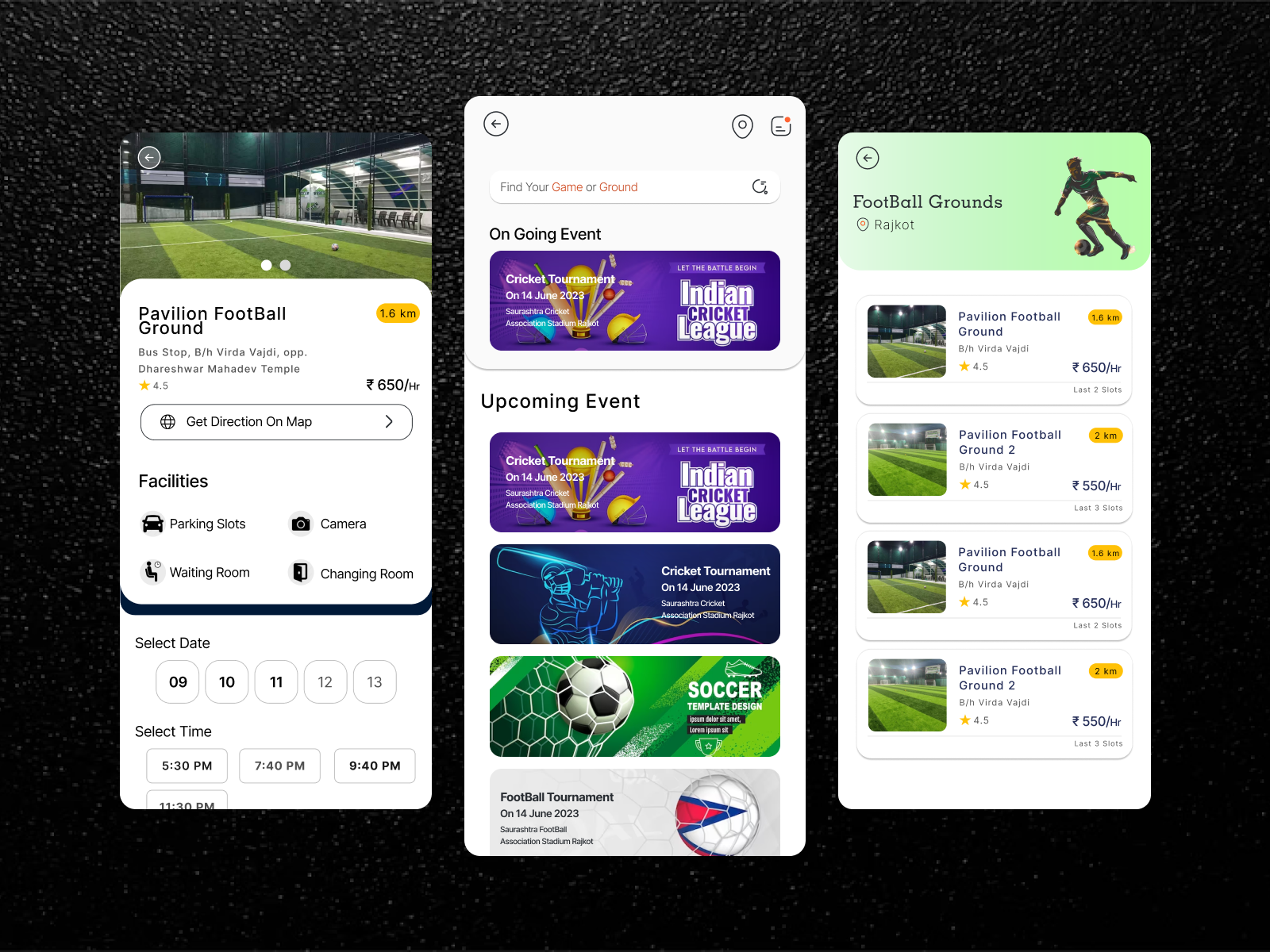 Game On (local ground Finder) by Keyur Dasani on Dribbble