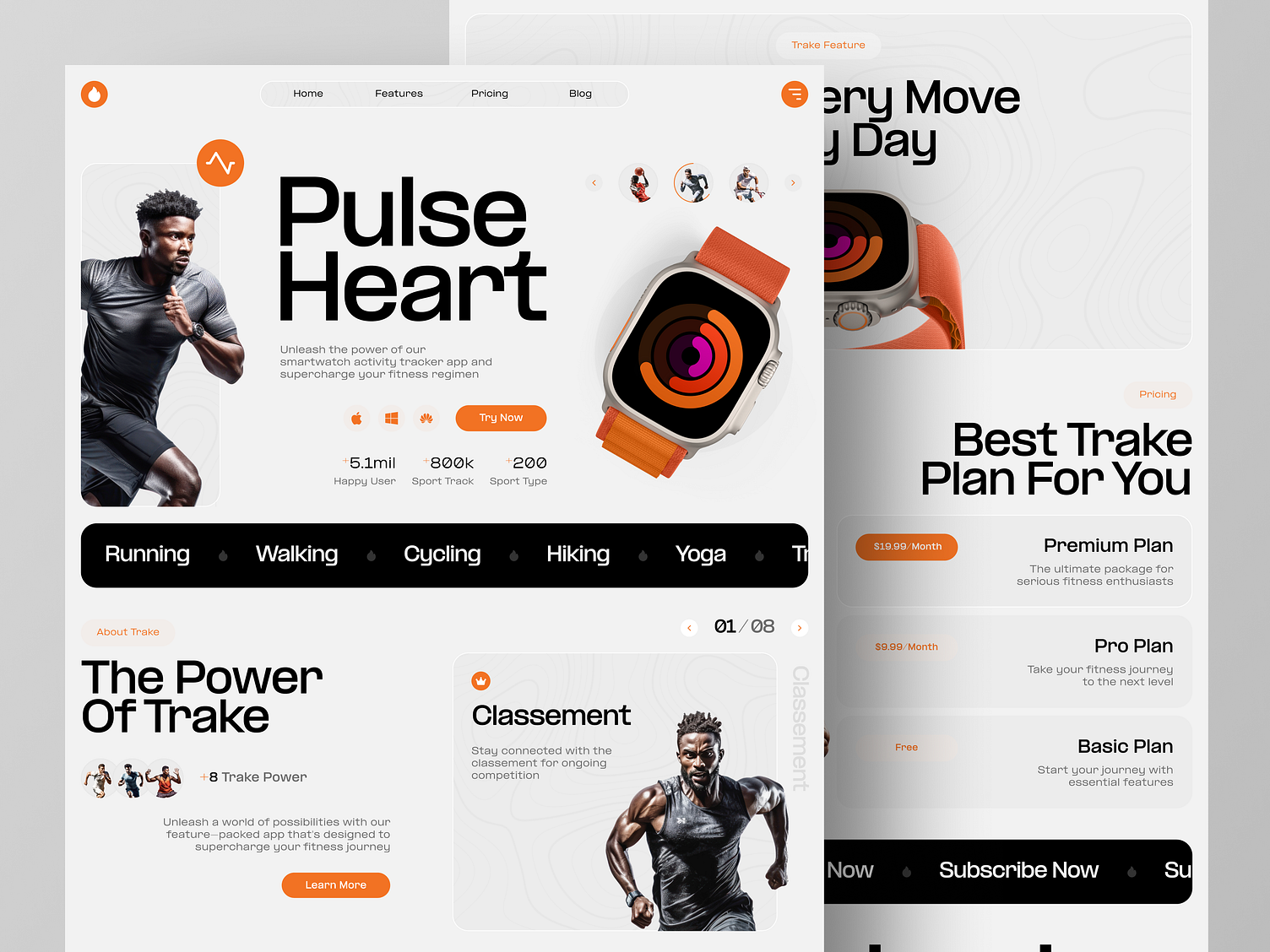 Trake - Activity Fitness Tracker Landing Page Website by Adhiari ...