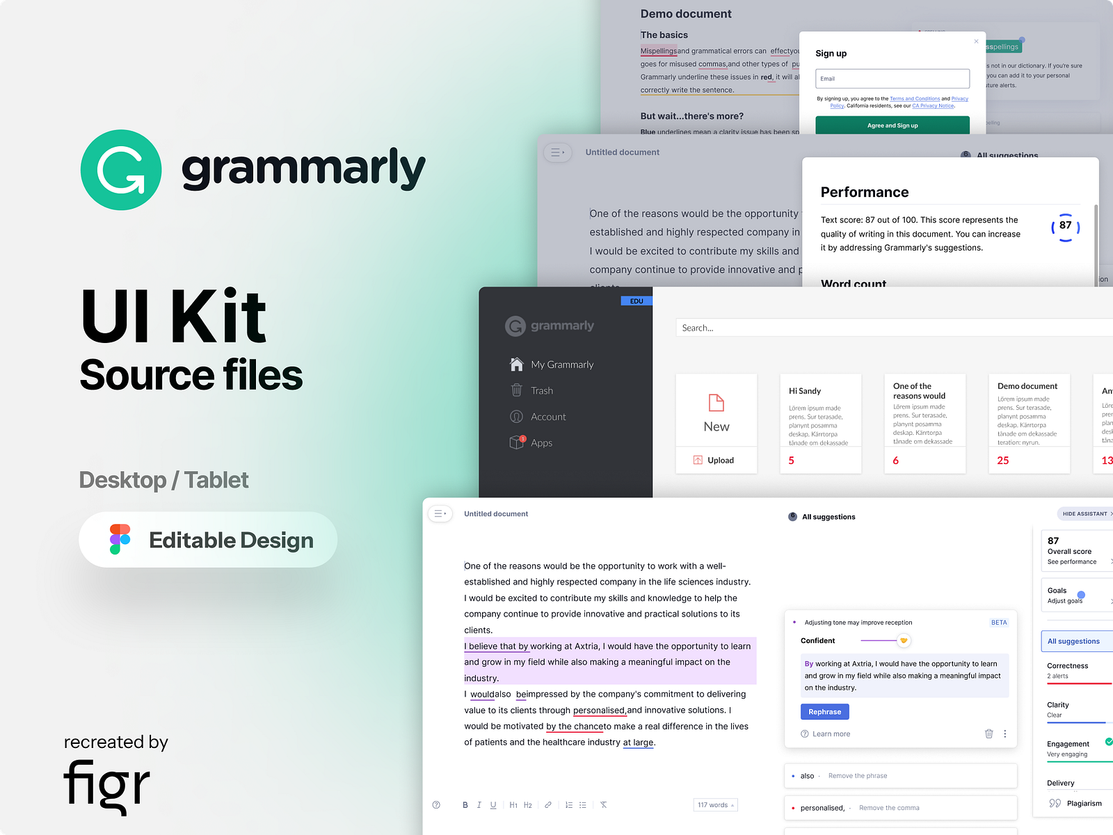 Grammarly Web UI (Redesigned) by Figr Design on Dribbble