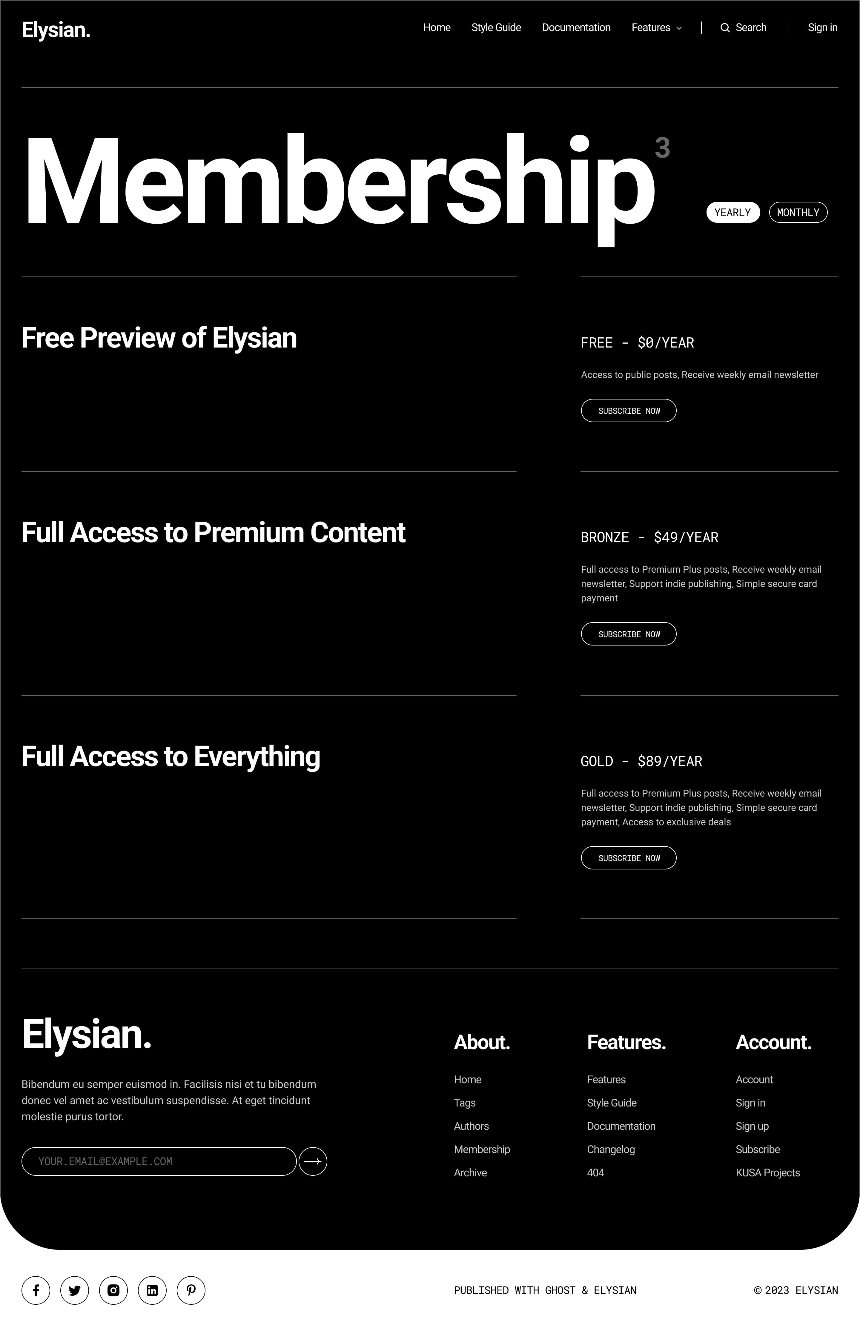 Elysian - Blog Website Template by KUSA Projects on Dribbble
