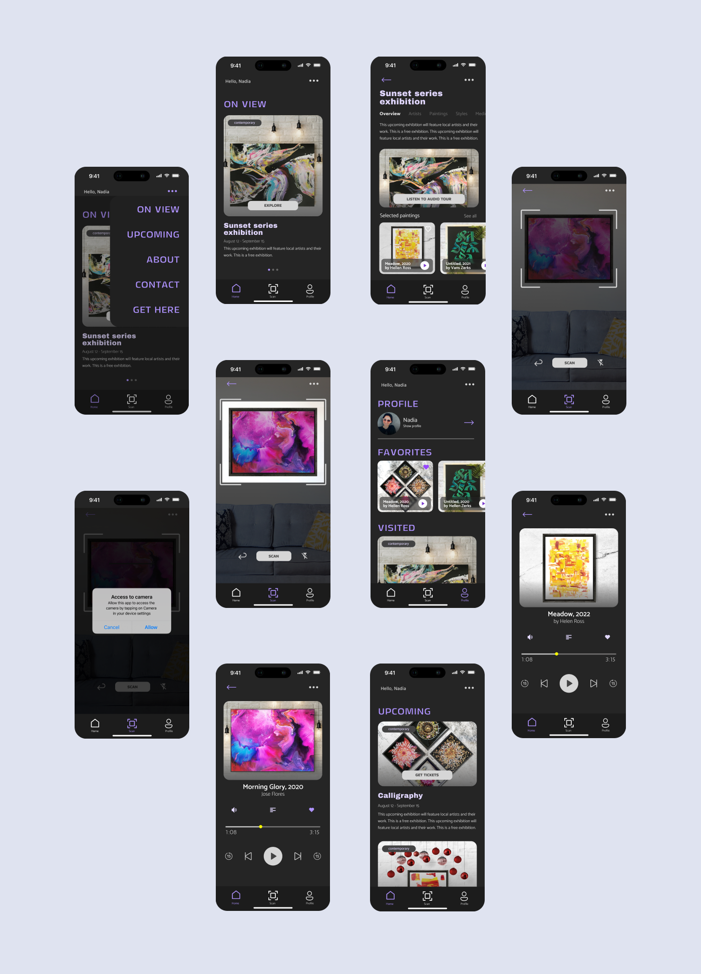 Art gallery app UX/UI by Nadia on Dribbble