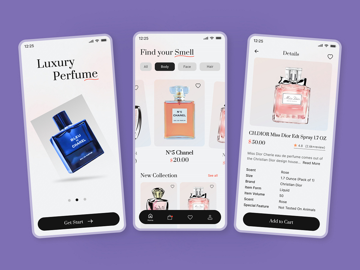 Perfume Shop Mobile App UI by Md. Rabiul Islam on Dribbble