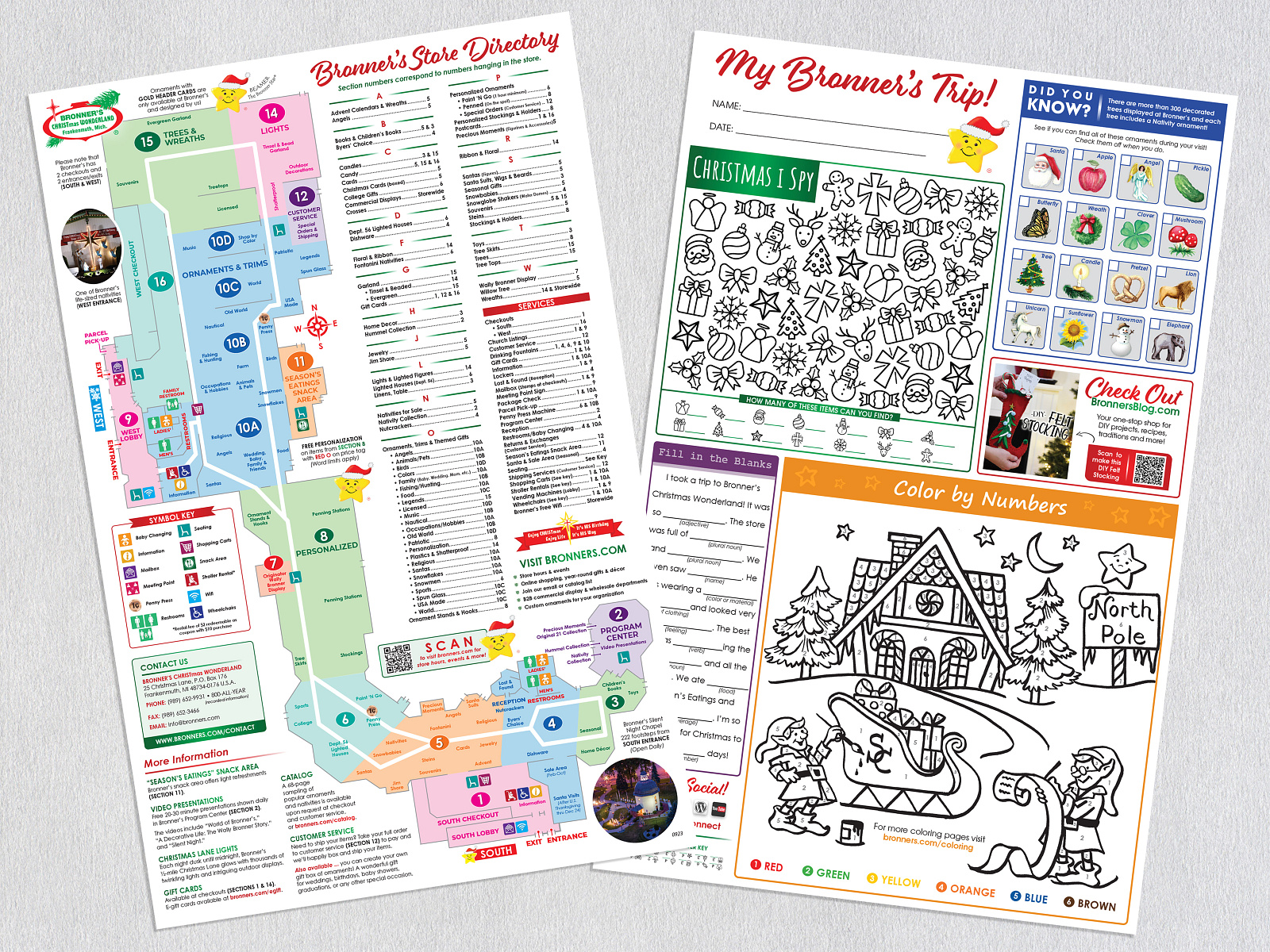 Bronner's Christmas Wonderland Store Directory/ Kid Activities by Erin ...