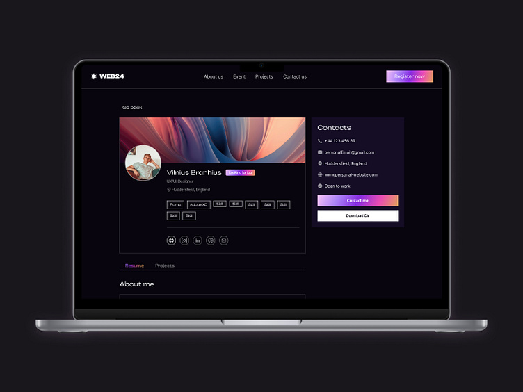 WEB24 Showcase | Personal Profile Page by Valentin Ciugureanu on Dribbble