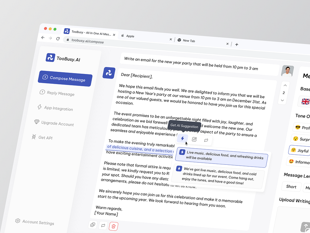 TooBusy.AI - AI Composing Message by Yoga Satria for Odama on Dribbble