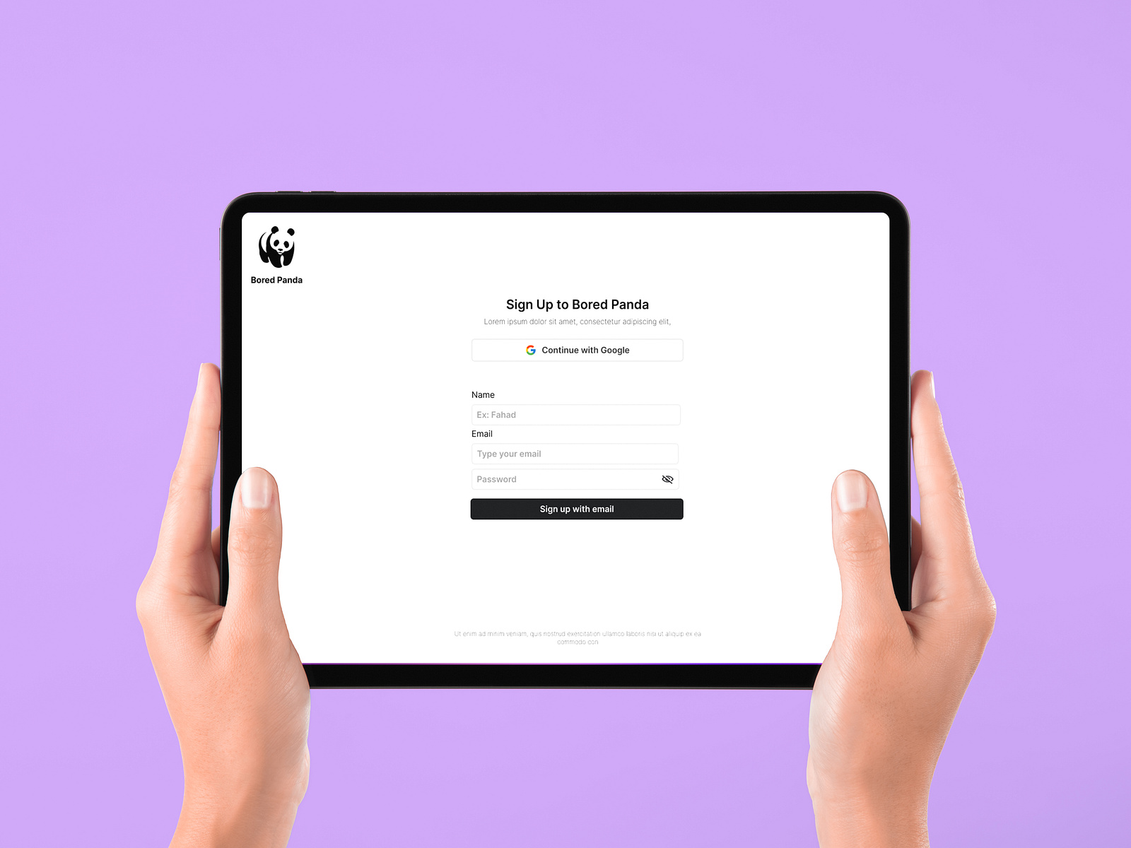 Bored Panda Minimalist Login Page by Fahad Bin on Dribbble
