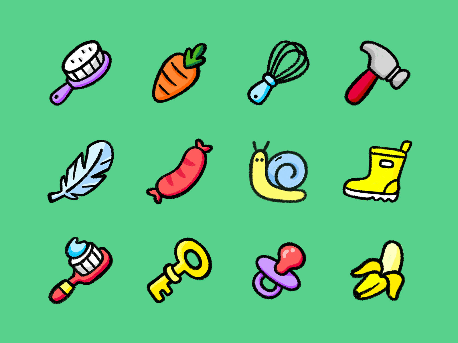 Kids app illustrated icons by Sindy Ethel on Dribbble