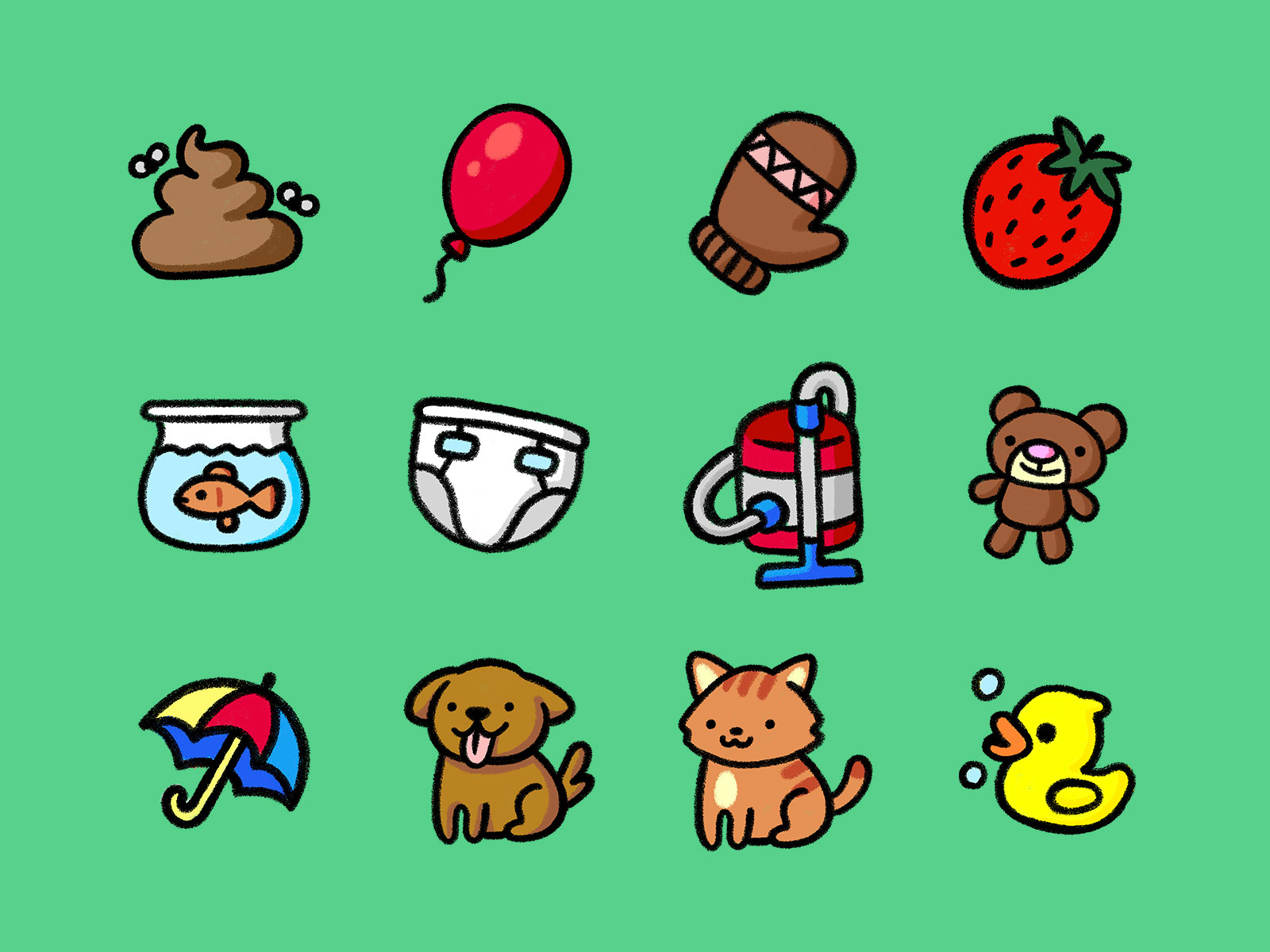 Kids app illustrated icons by Sindy Ethel on Dribbble
