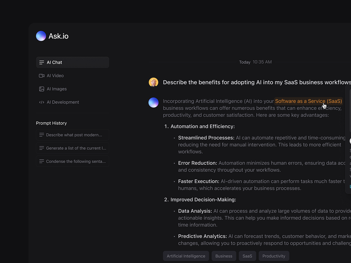 AI Chat Tool by Monty Hayton on Dribbble